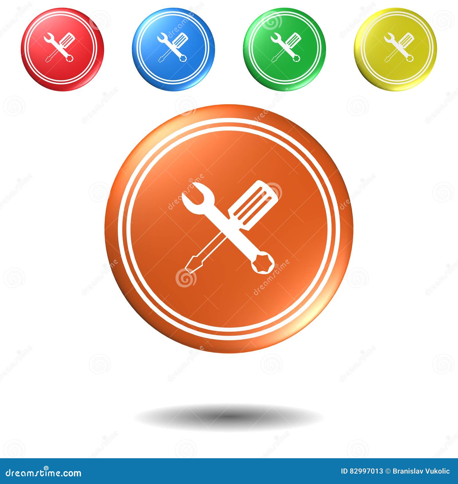 Repair Push Button Set,3D Illustration Stock Illustration ...