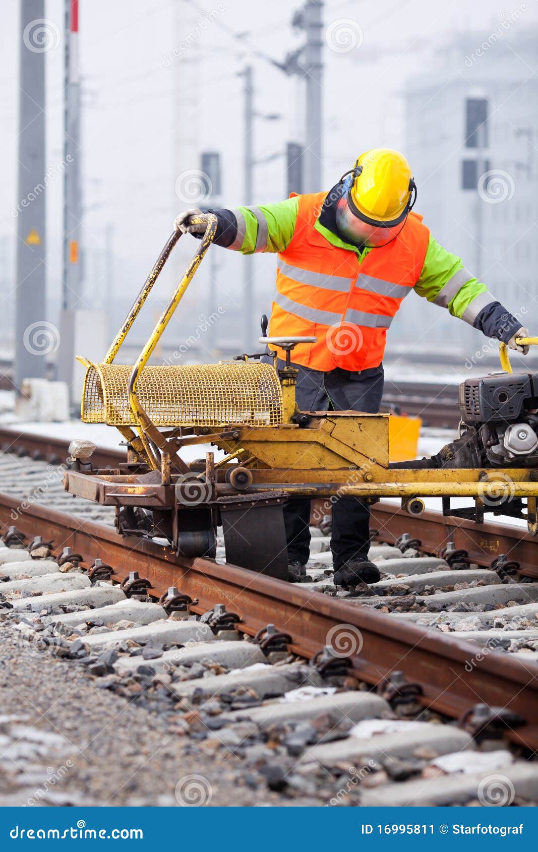 Repair the railtrack stock image. Image of winter, repairing - 16995811