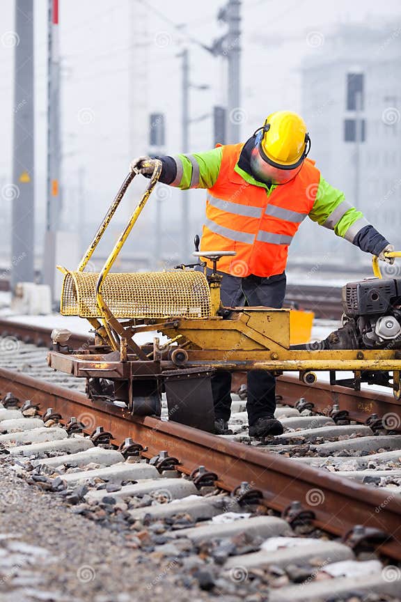 Repair the railtrack stock image. Image of winter, repairing - 16995811