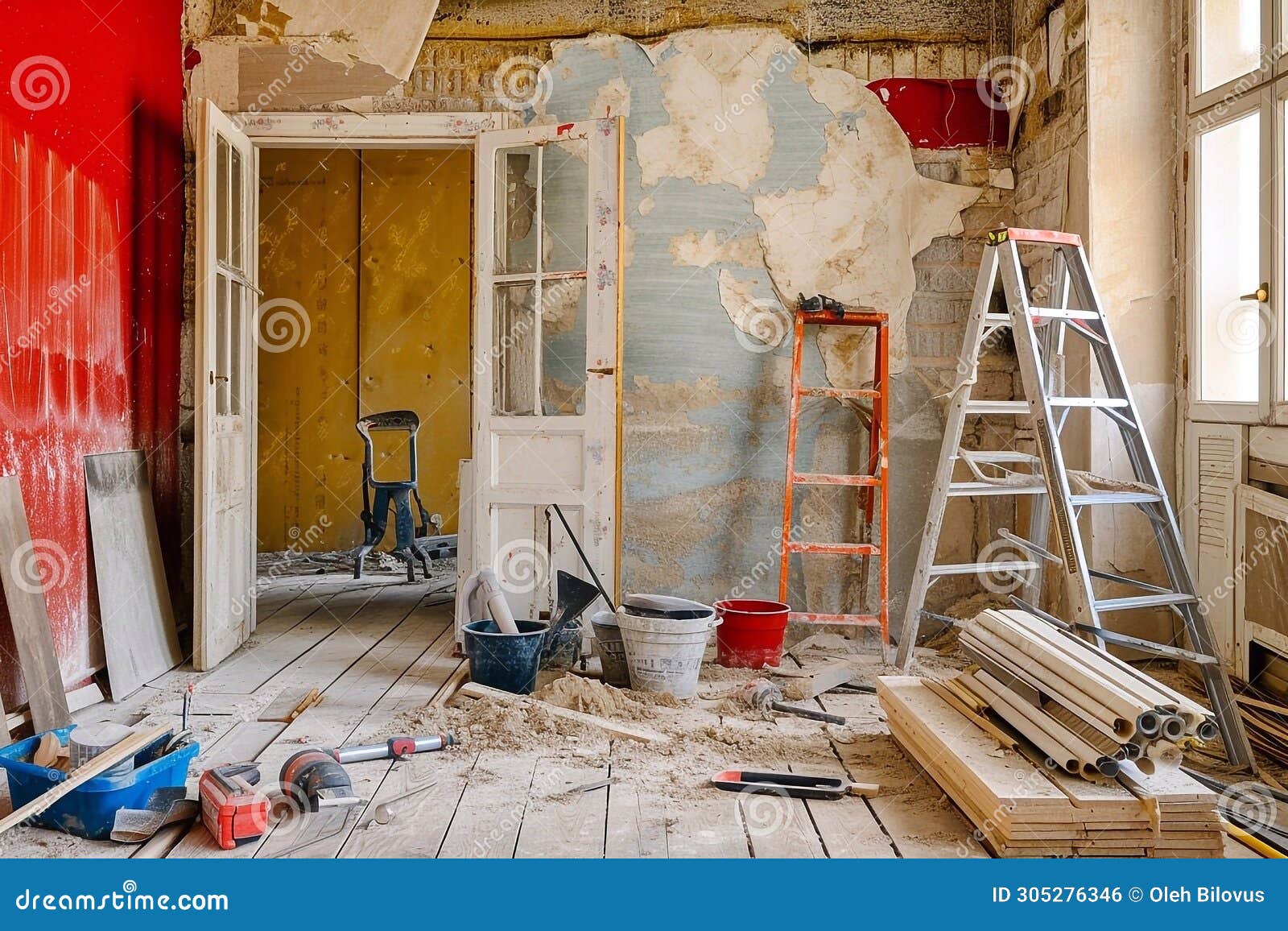 Repair and Reconstruction of Premises. Stock Photo - Image of thrown ...