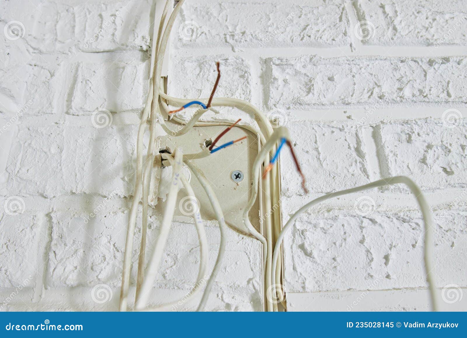 Repair and Replacement of Electrical Cables in the House Stock Image ...