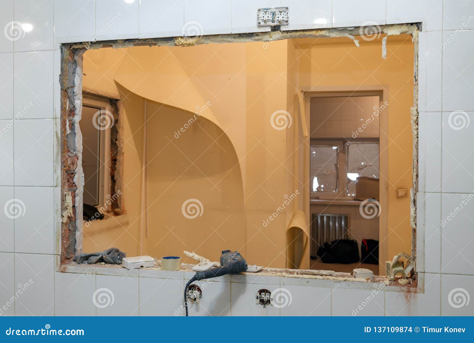 Repair and Replacement Windows in Office Building, Destroyed Window ...