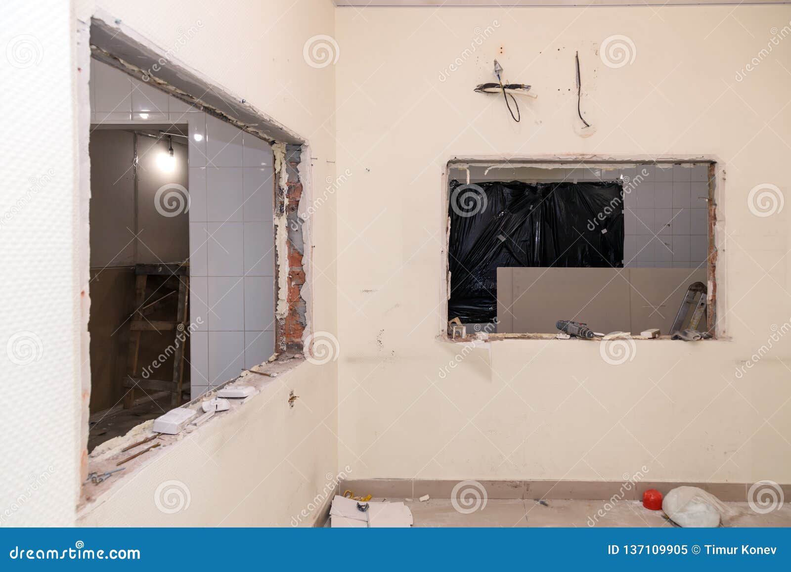 Repair and Replacement Windows in Office Building, Destroyed Window ...