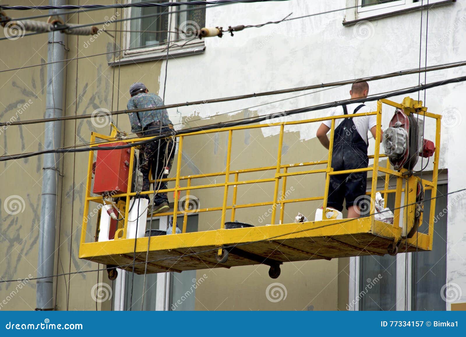 Repair and Restoration of a Facade of a Building in the City Editorial ...