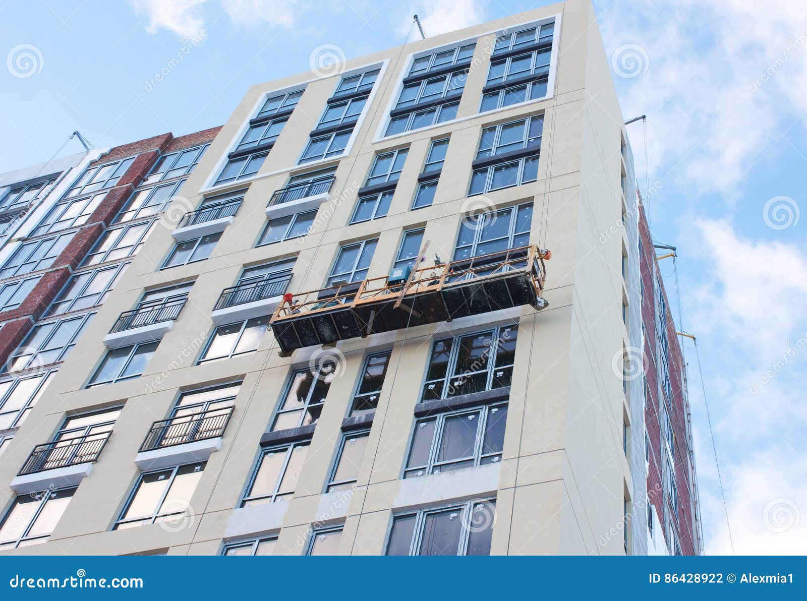 Facade Of An Old High-rise Apartment Building From Concrete With ...