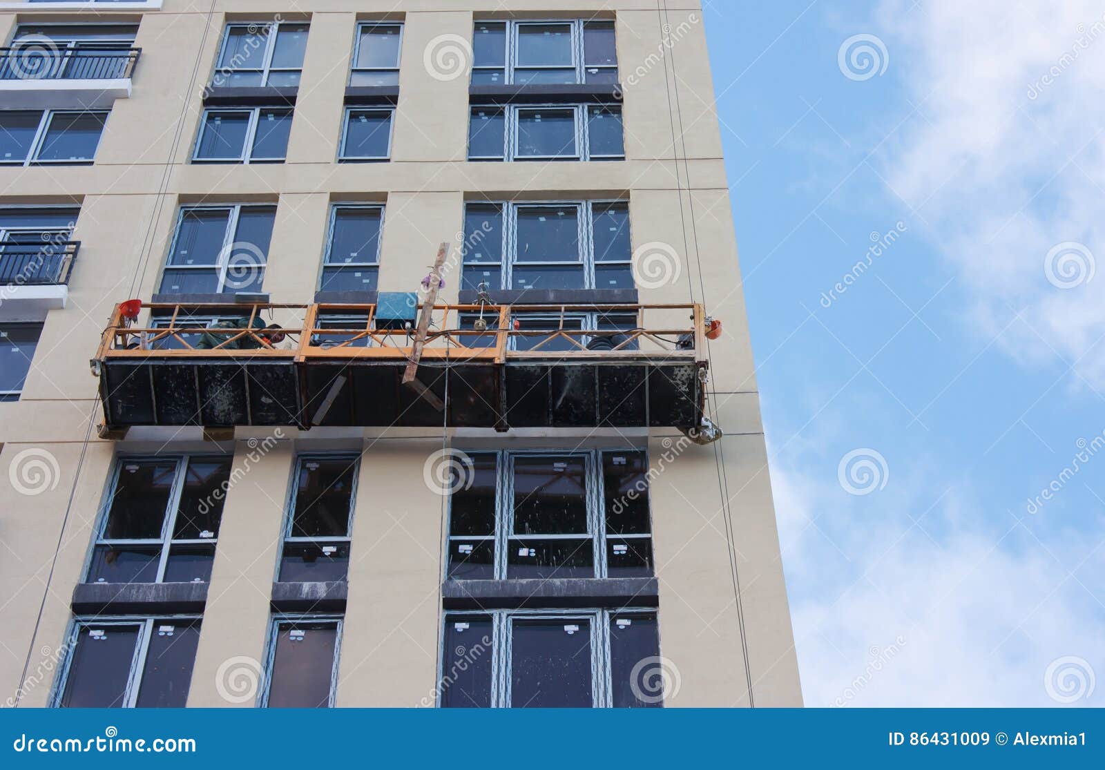 Repair and Restoration of a Facade of a High Building. Stock Image ...