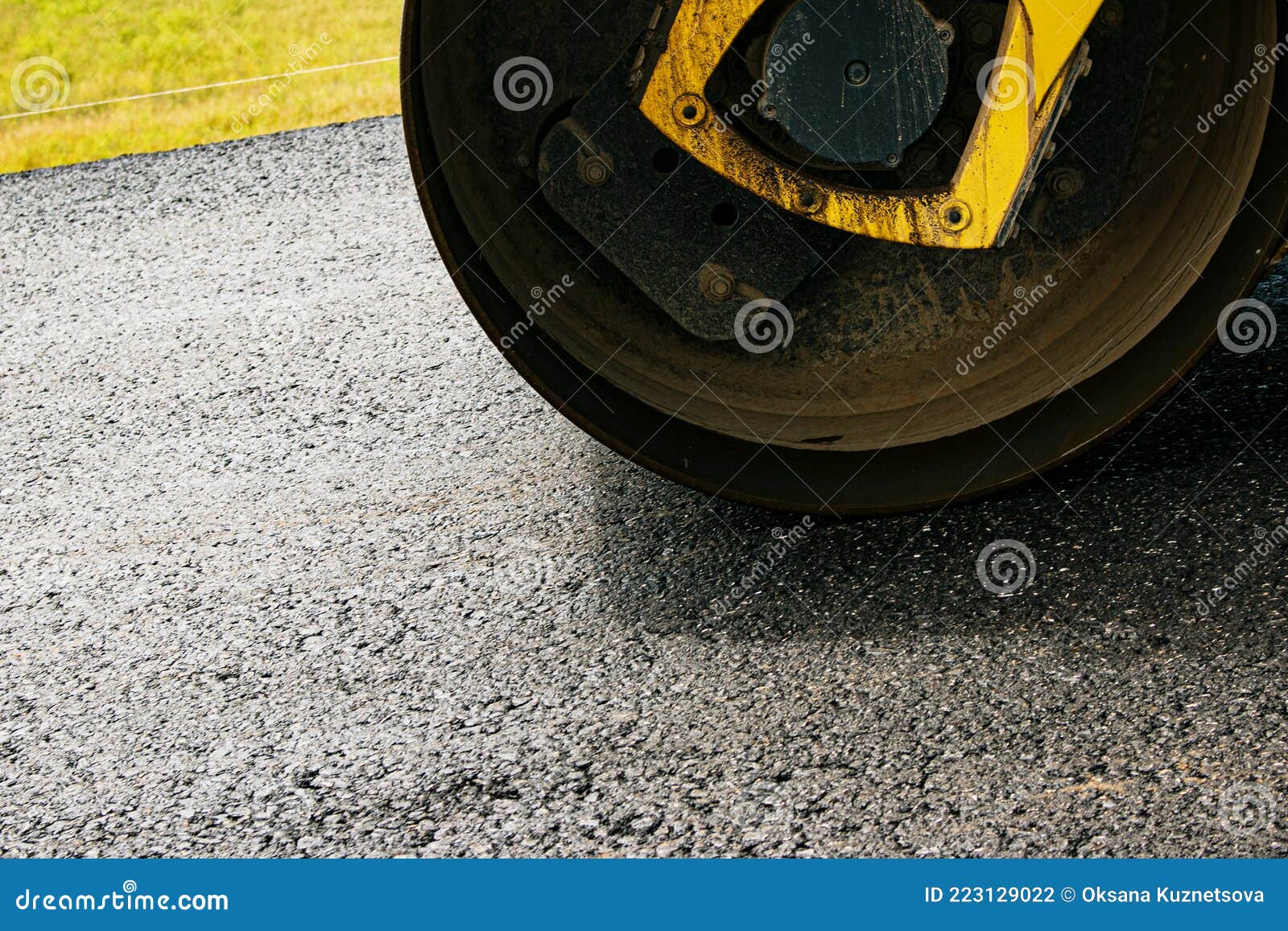 Repair of Roads. Laying Asphalt with a Roller Stock Photo - Image of ...