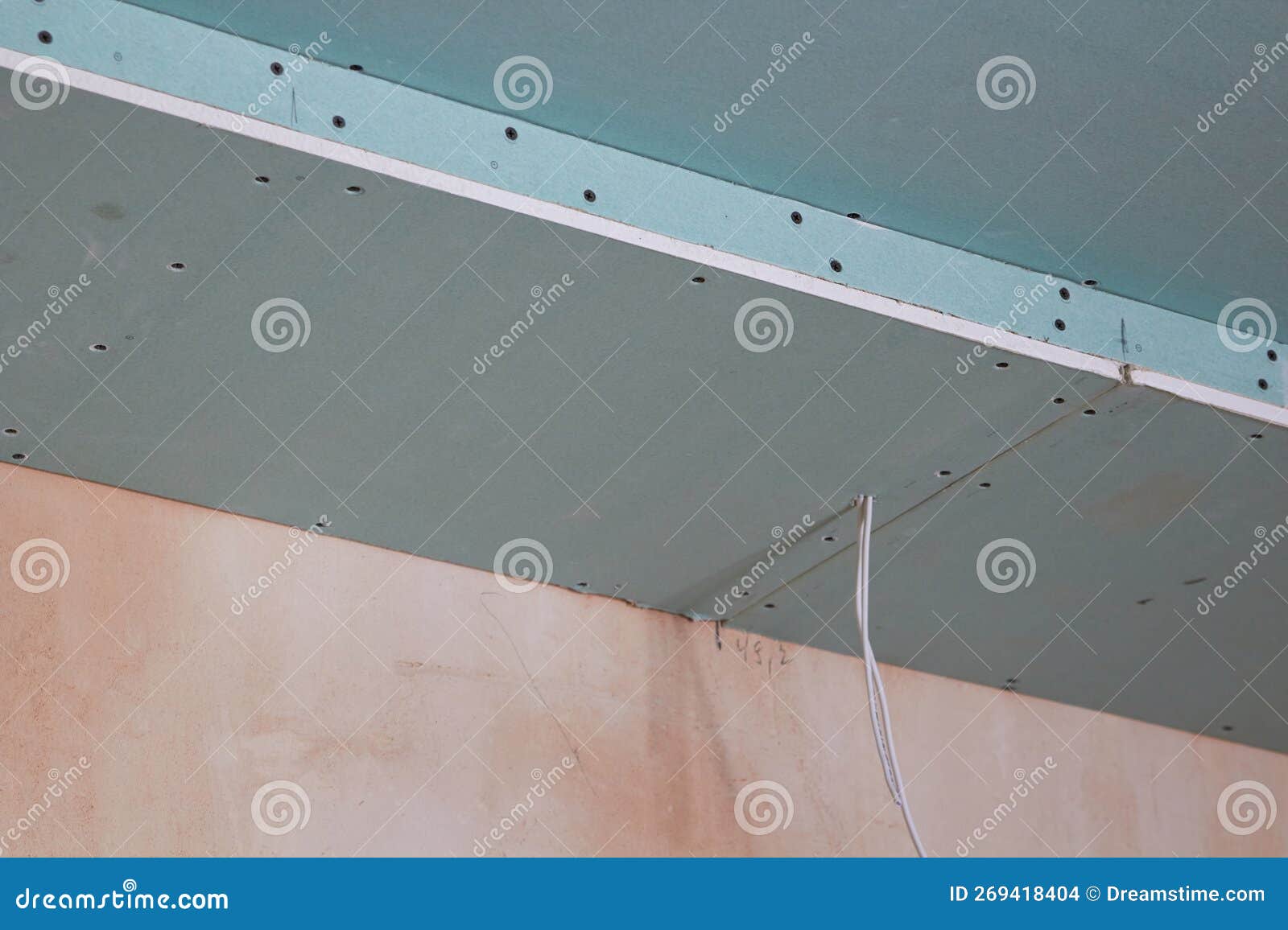 Installation Works of Plasterboard on the Ceiling,repair in the Room ...