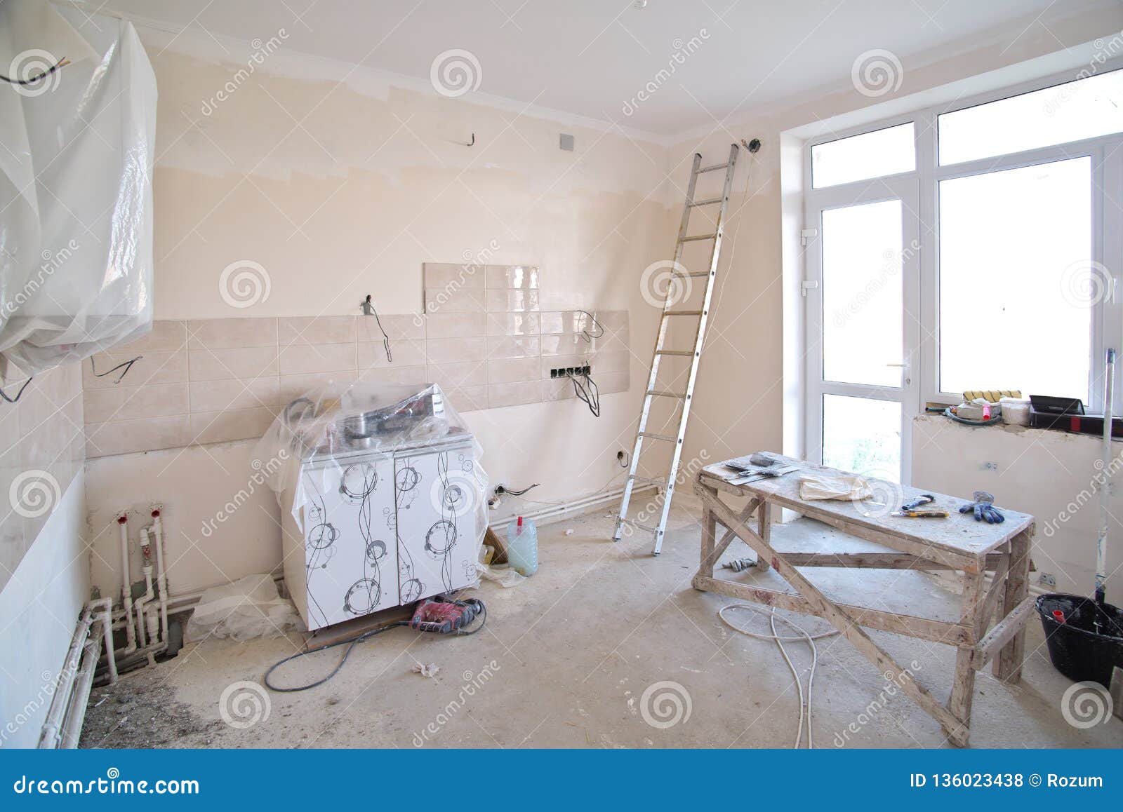 Repair in room stock photo. Image of refit, house, repair - 136023438