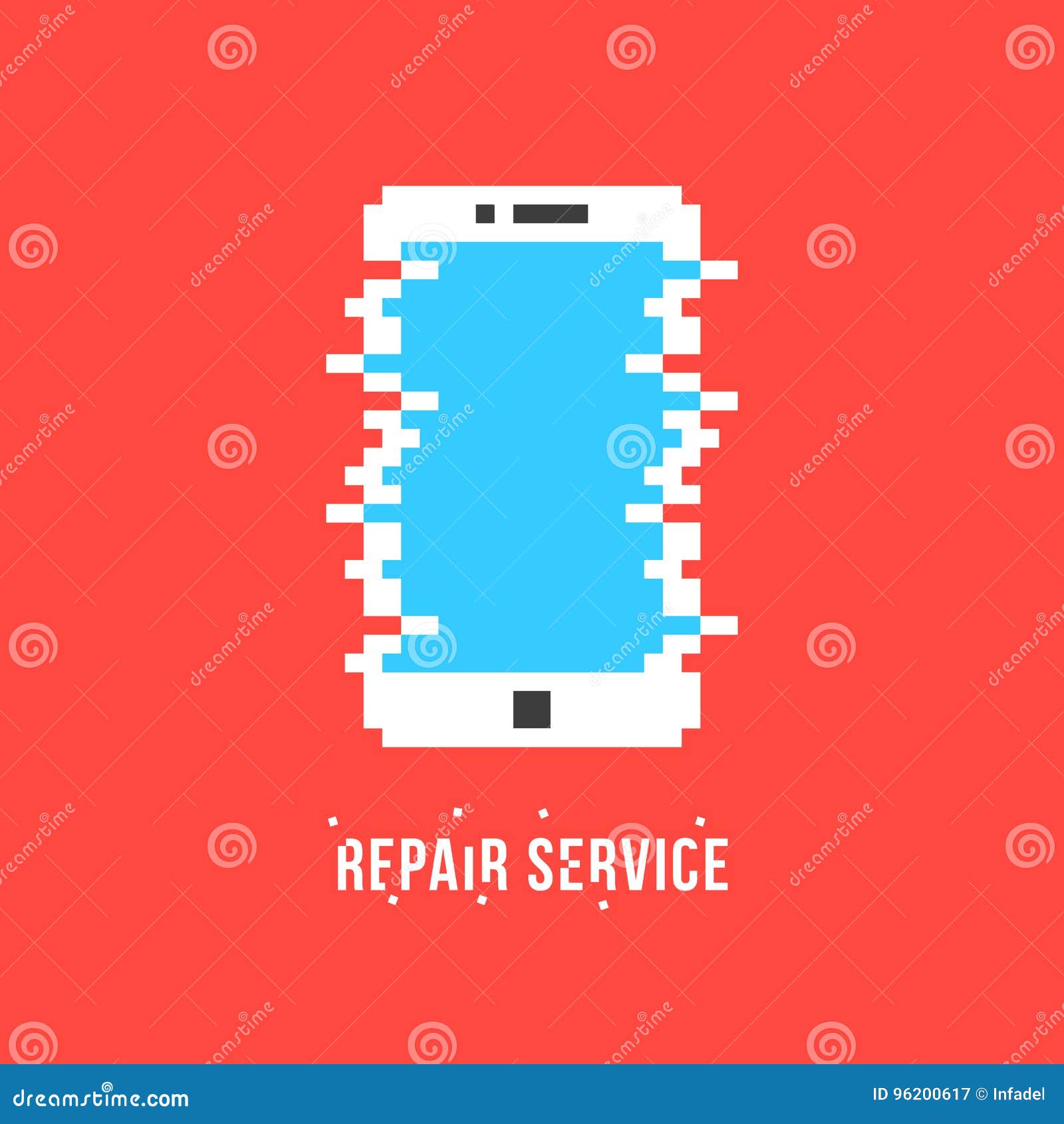 Repair Service Logotype with White Pixel Phone Stock Vector ...