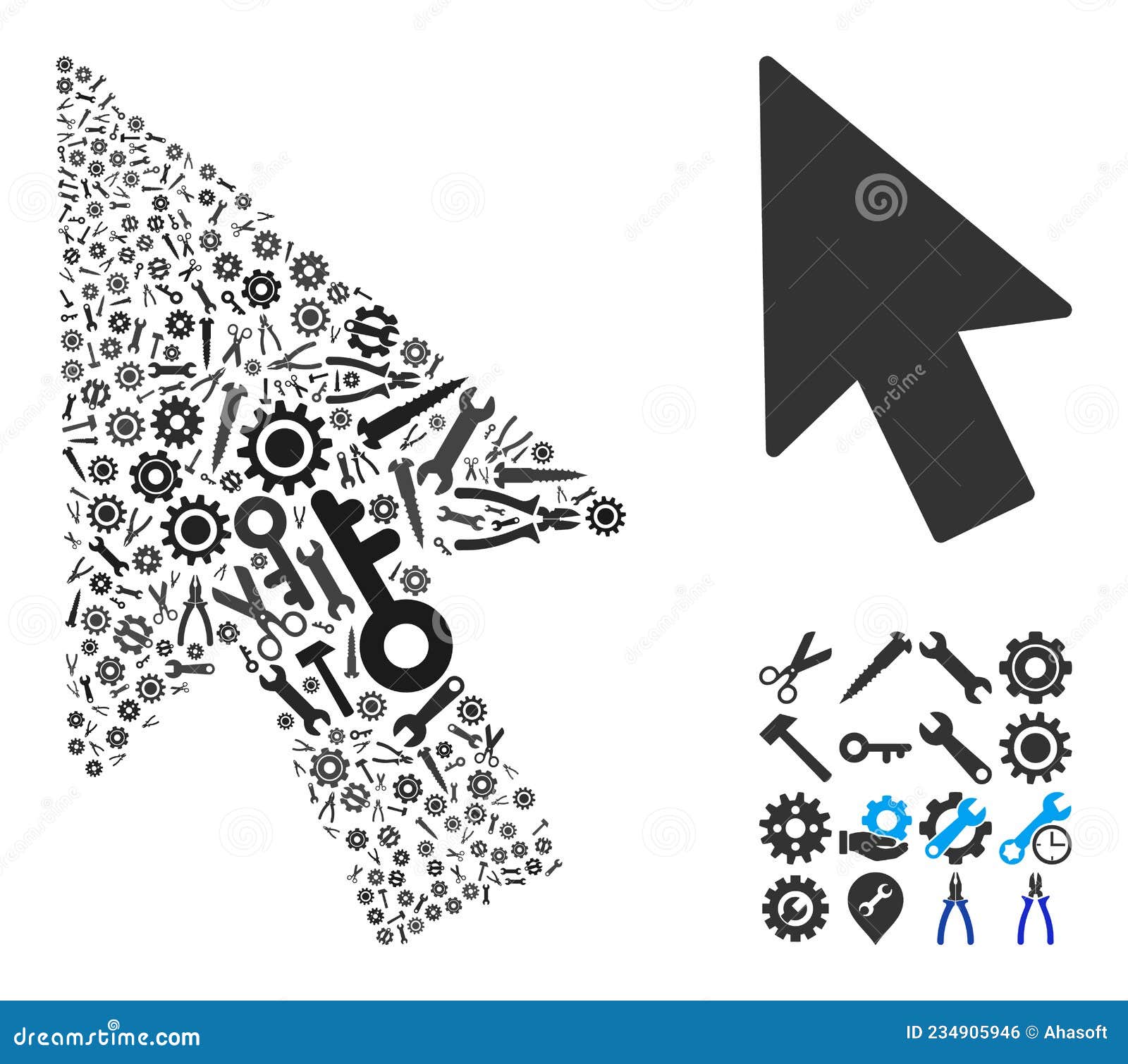Mosaic Mouse Cursor of Industrial Tools Stock Vector - Illustration of ...