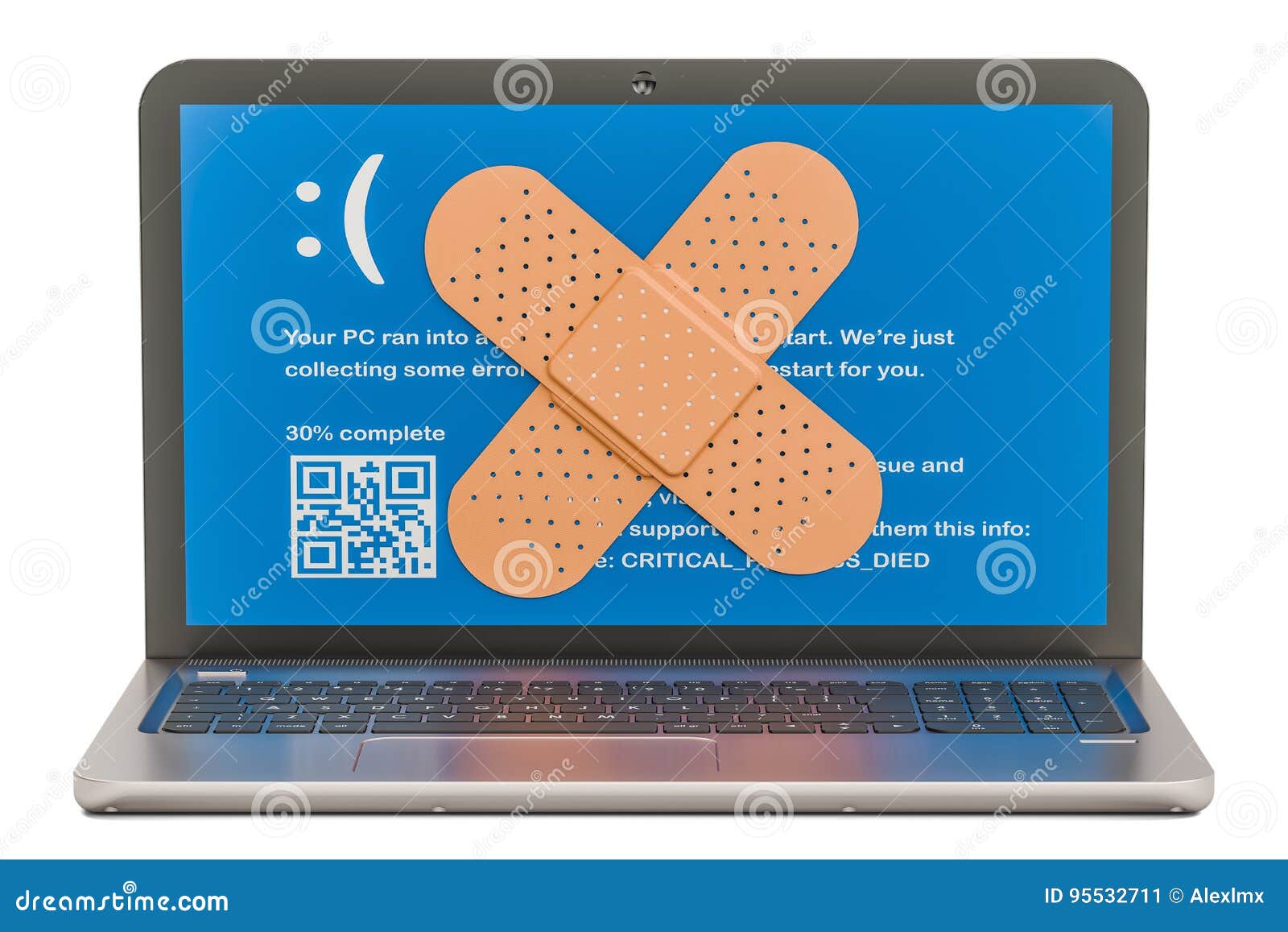 Repair and Service of Notebook Concept. Laptop with Adhesive Stock ...
