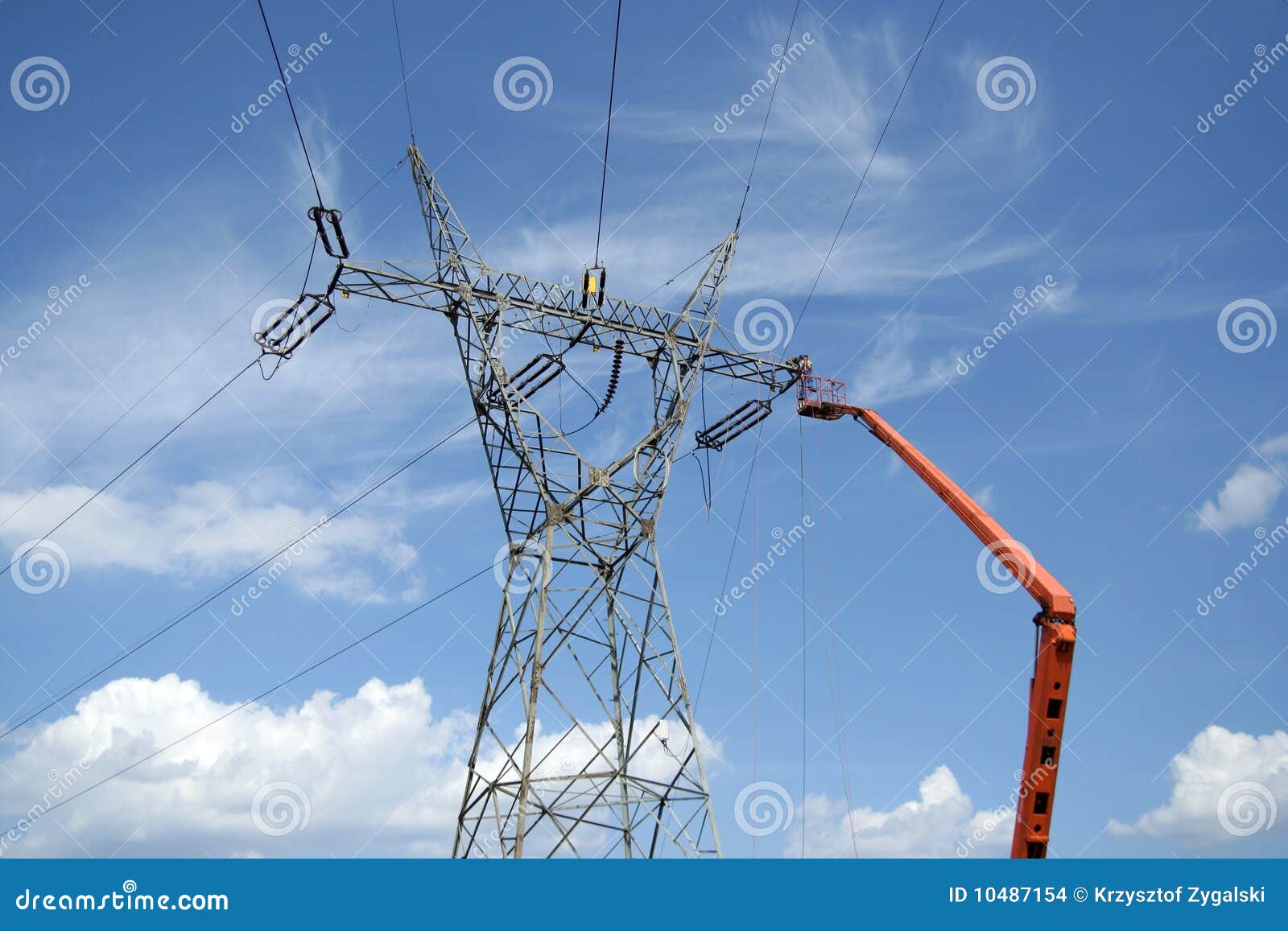 Repair Service on Power Pylon Stock Photo - Image of huge, structure ...
