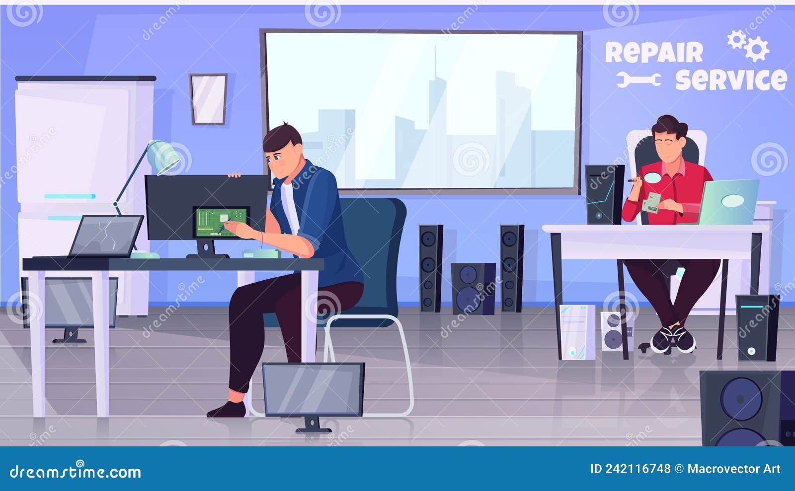 Repair Service Process stock vector. Illustration of engineering ...