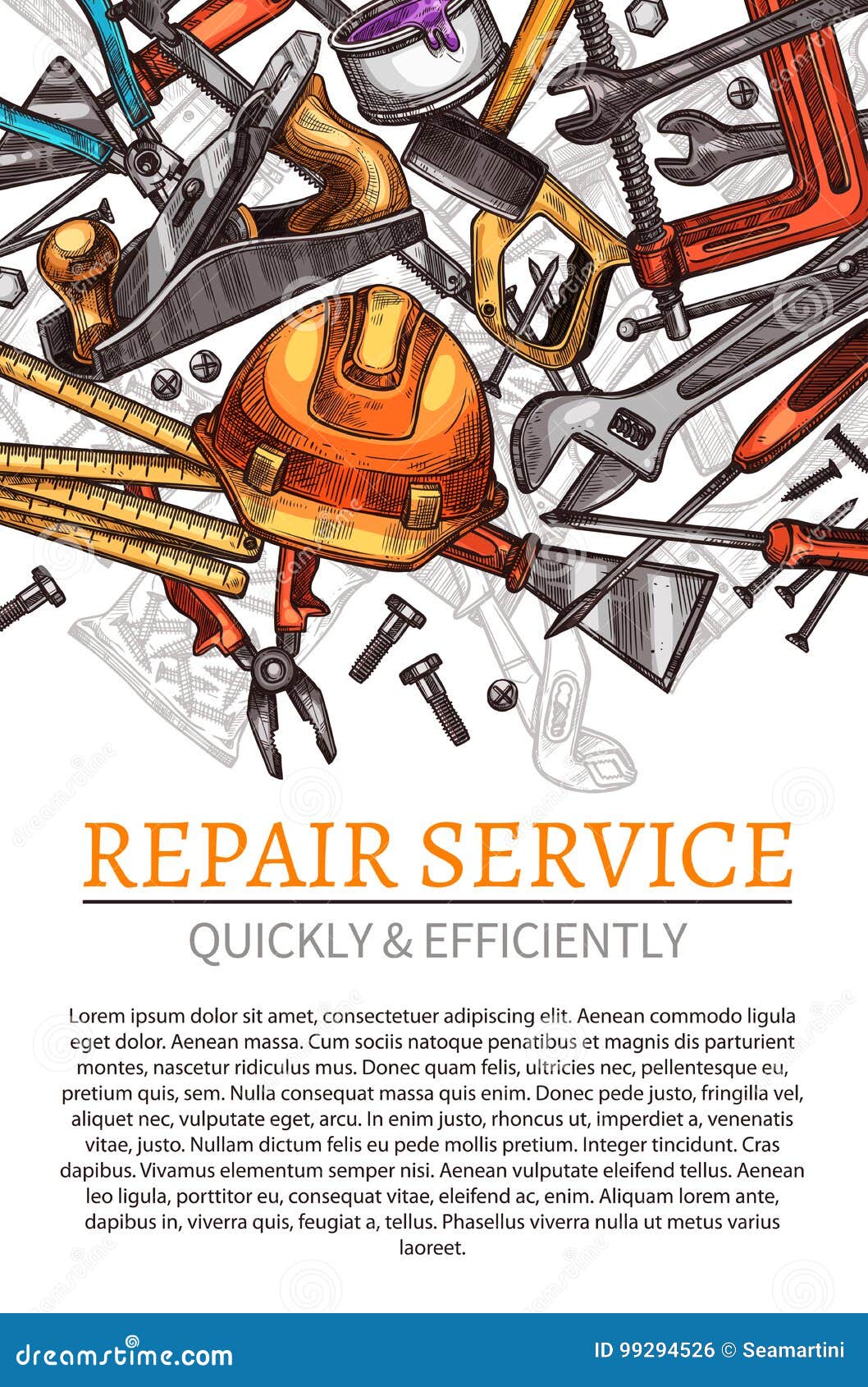 Work Tools Vector Poster for Repair Service Stock Vector - Illustration ...