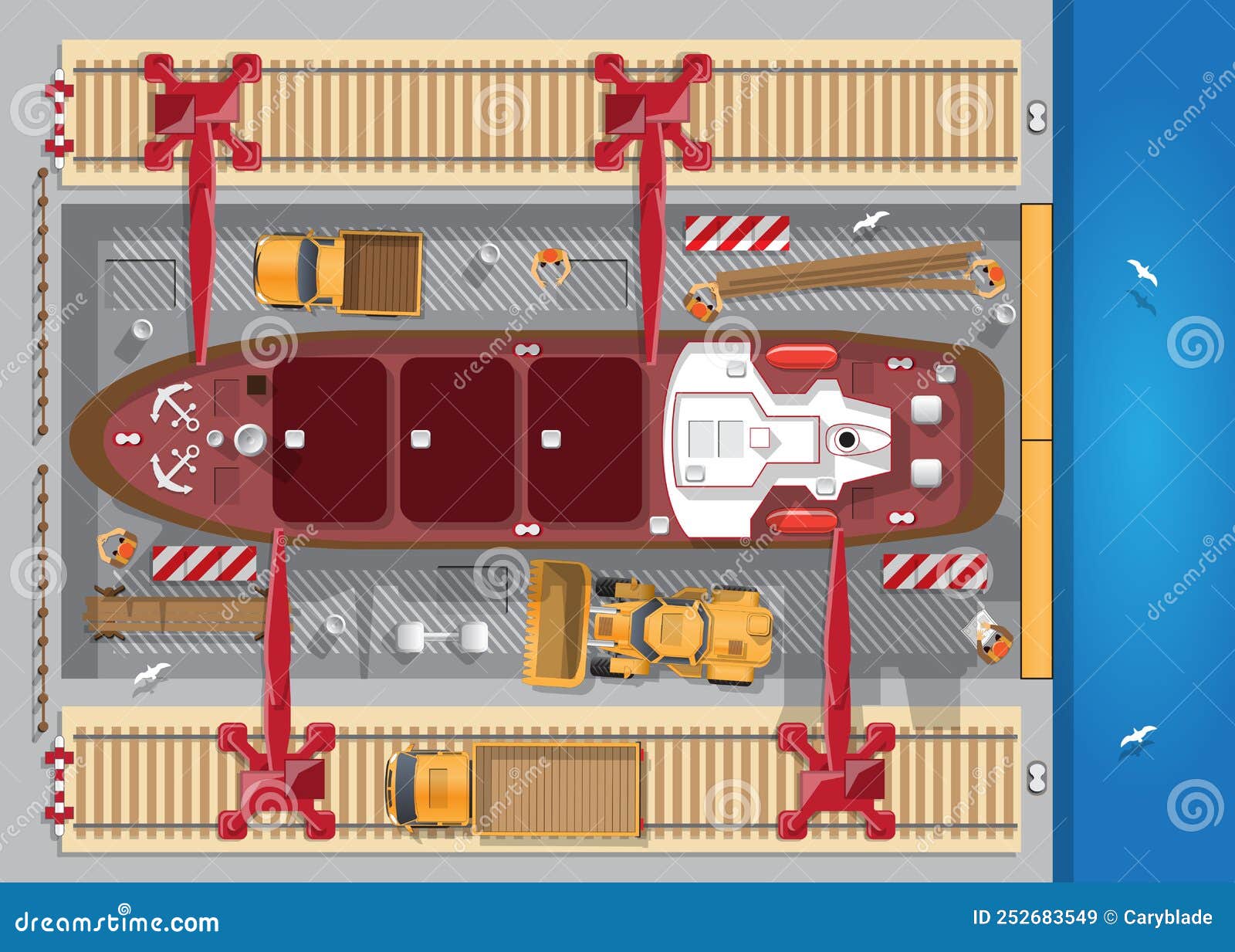 Repair of ships. stock vector. Illustration of manufacturing - 252683549