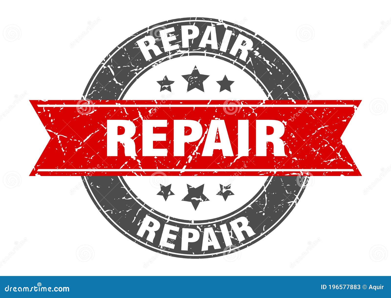 Repair stamp stock vector. Illustration of ribbon, badge - 196577883