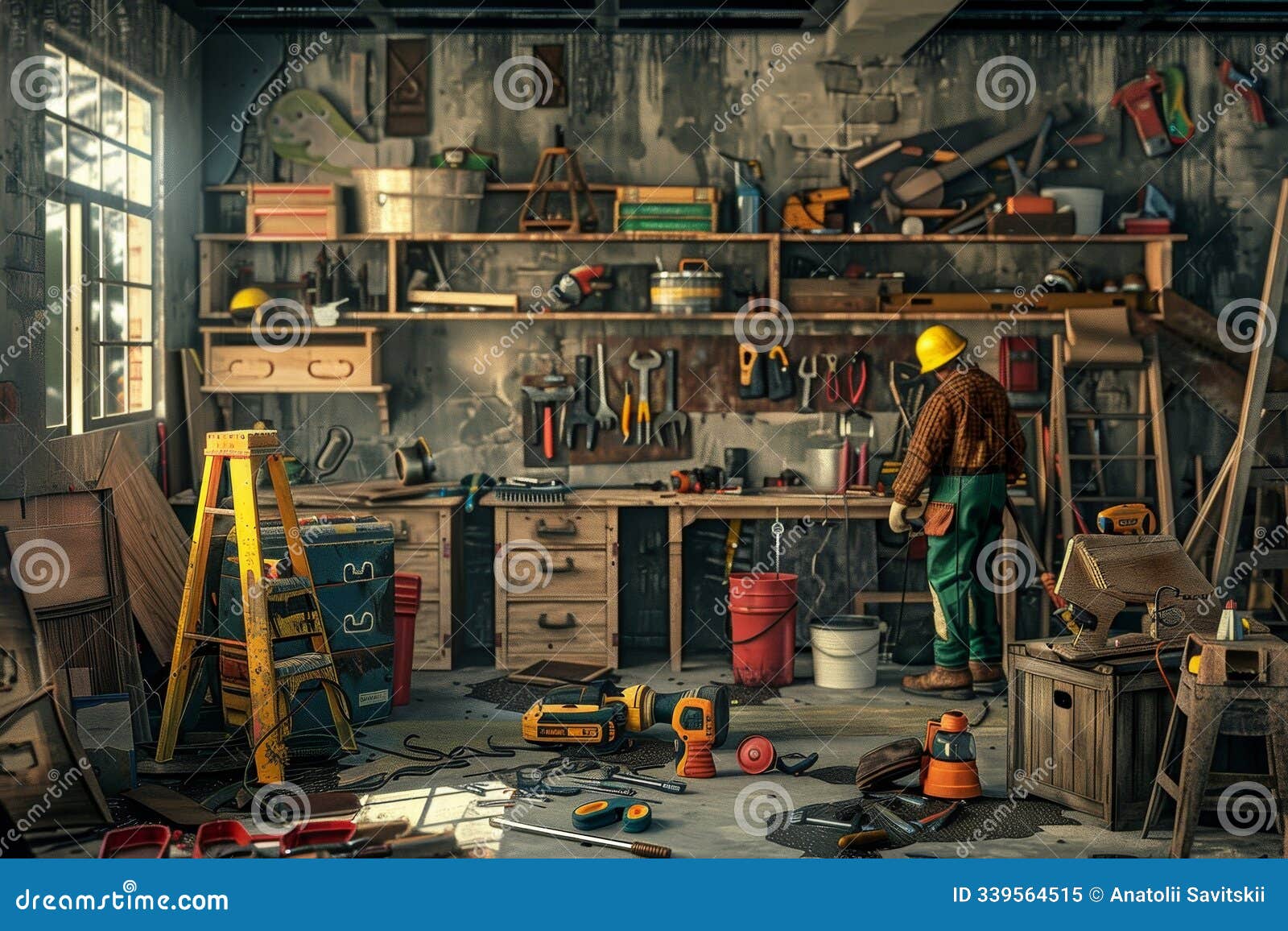 A Repair Team is Busy at Work Using Various Tools and Materials To ...