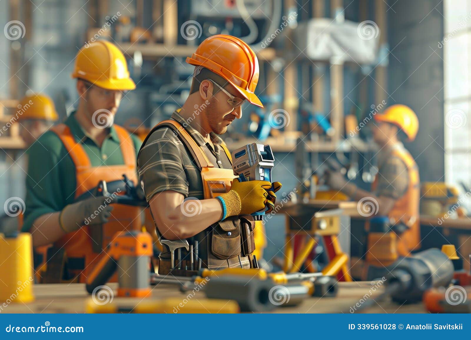 A Repair Team is Focused on Their Tasks, Using Various Tools and ...