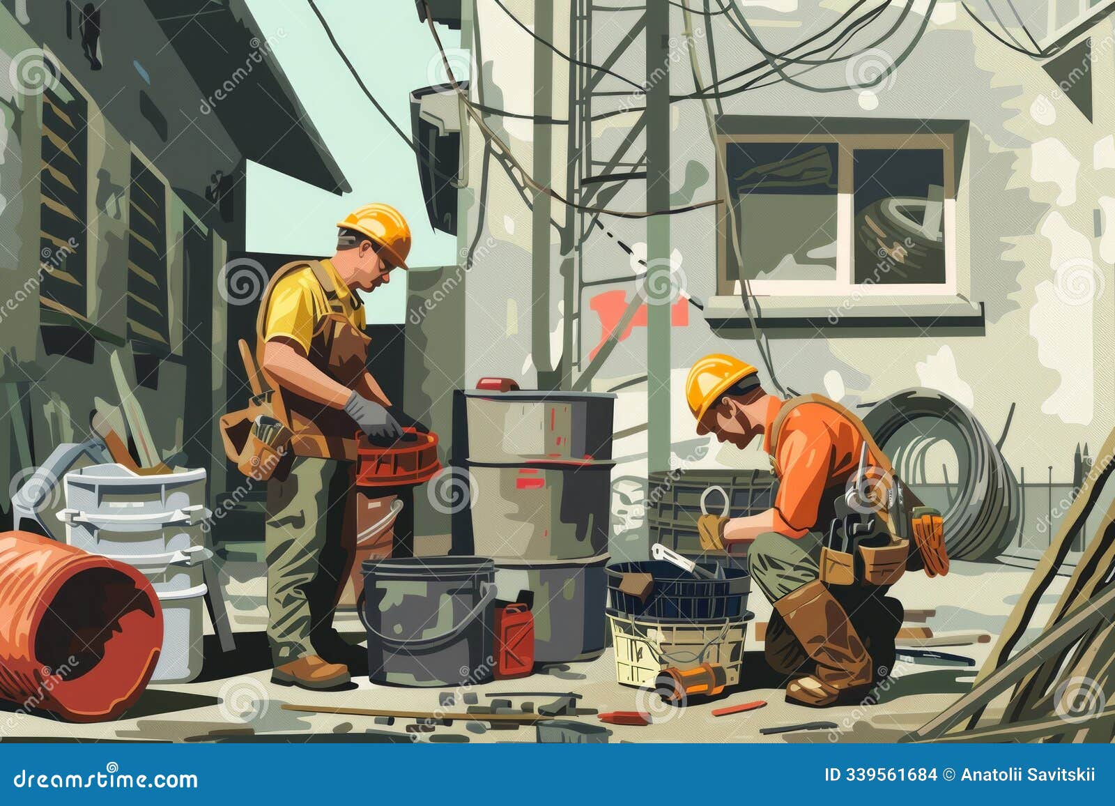 A Repair Team Utilizes Various Tools and Materials To Address ...