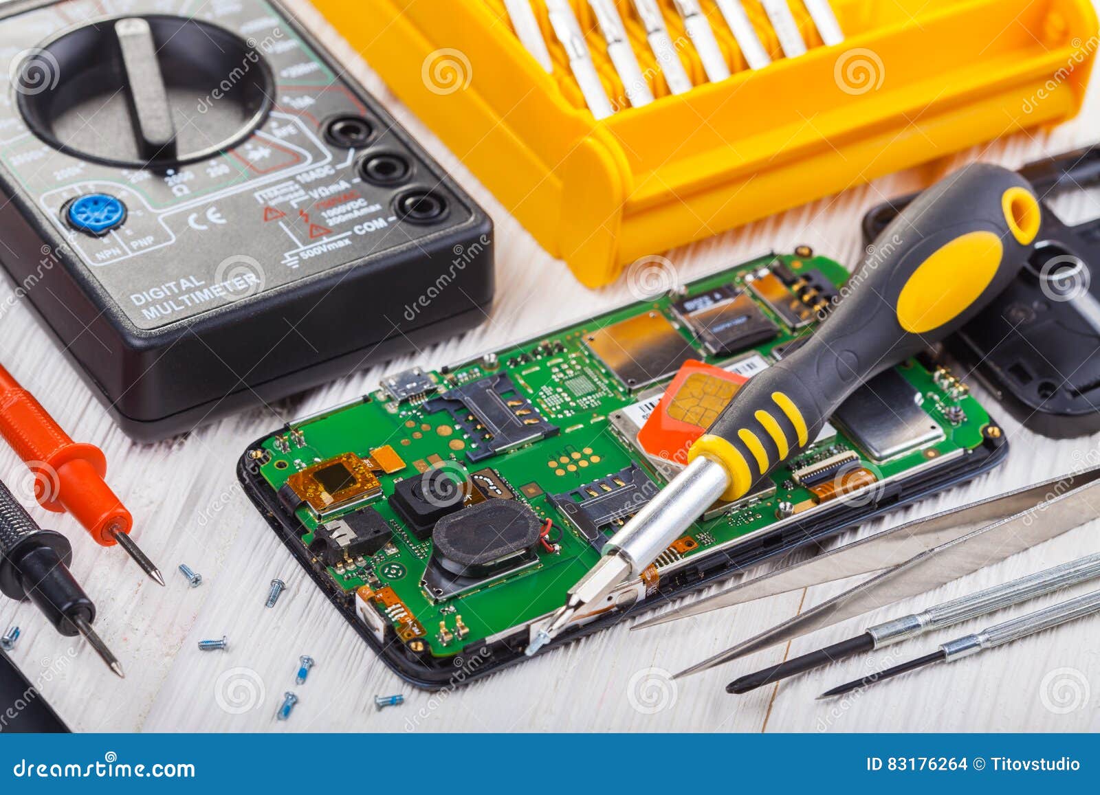 Repair and Testing Smartphone with a Multimeter Stock Photo - Image of ...