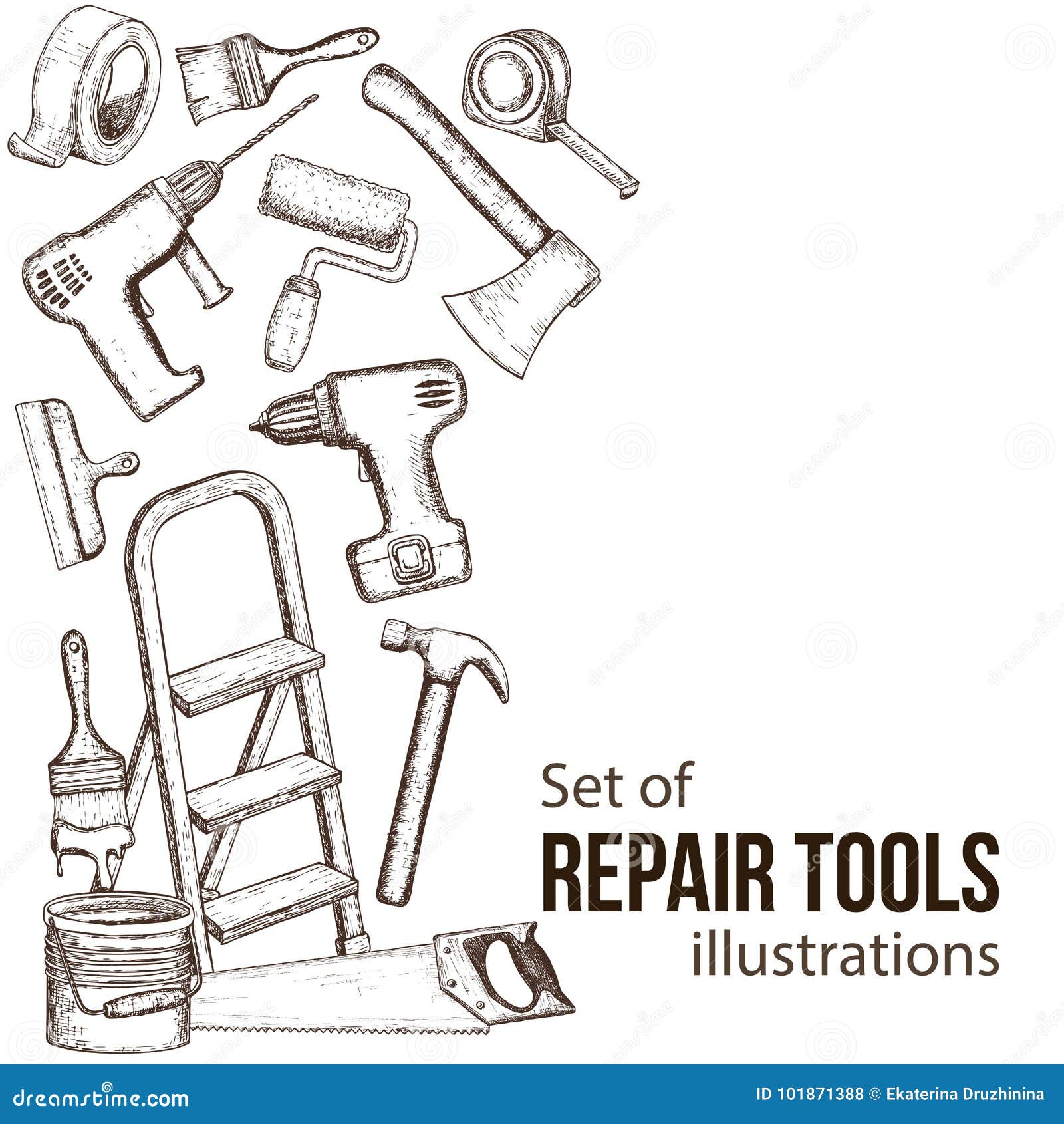 Repair tool illustration stock vector. Illustration of draw - 101871388