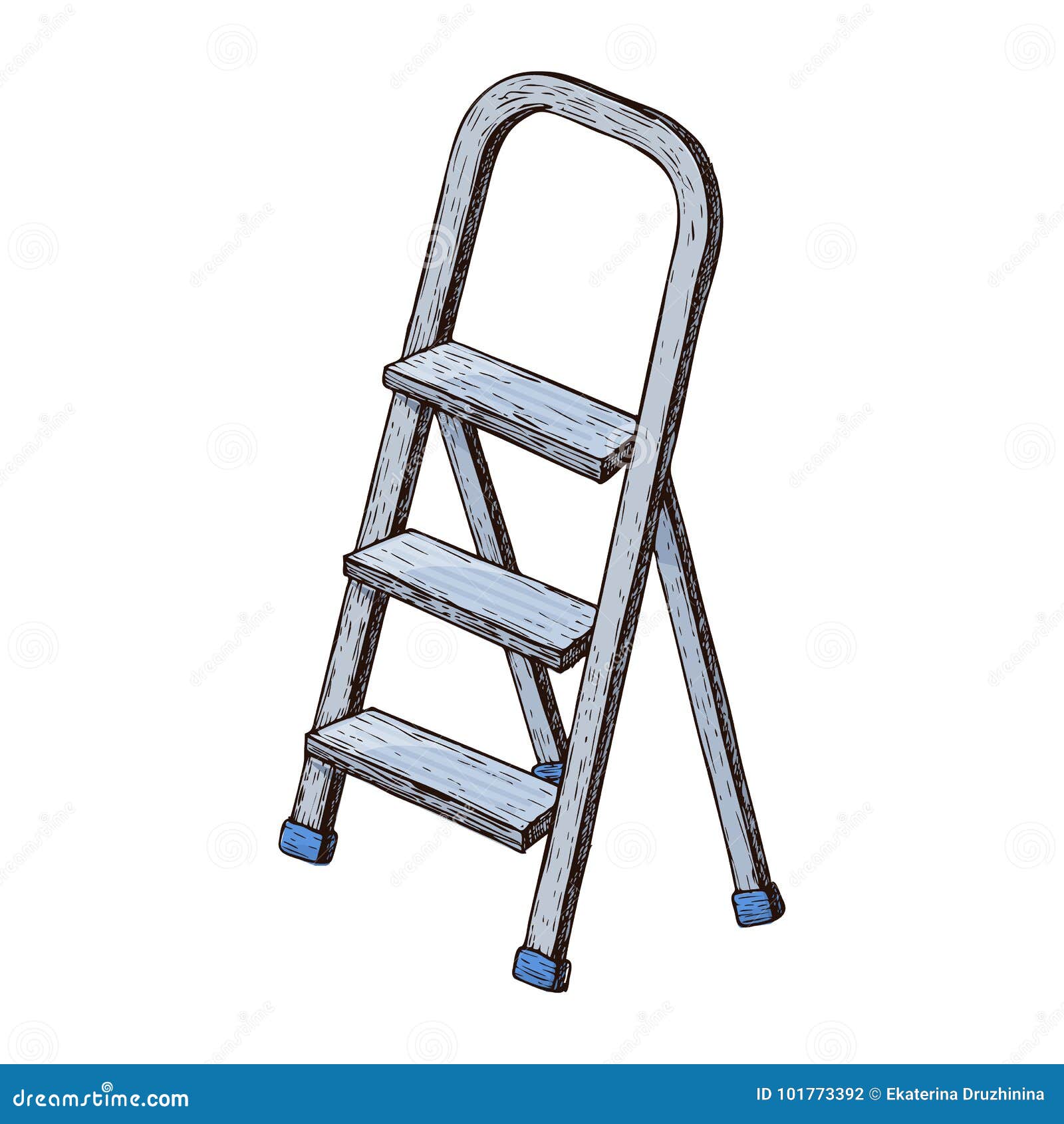 Stepladder Sketch. Hand Drawn Stair, Rung Ladder. Vector Illustration ...