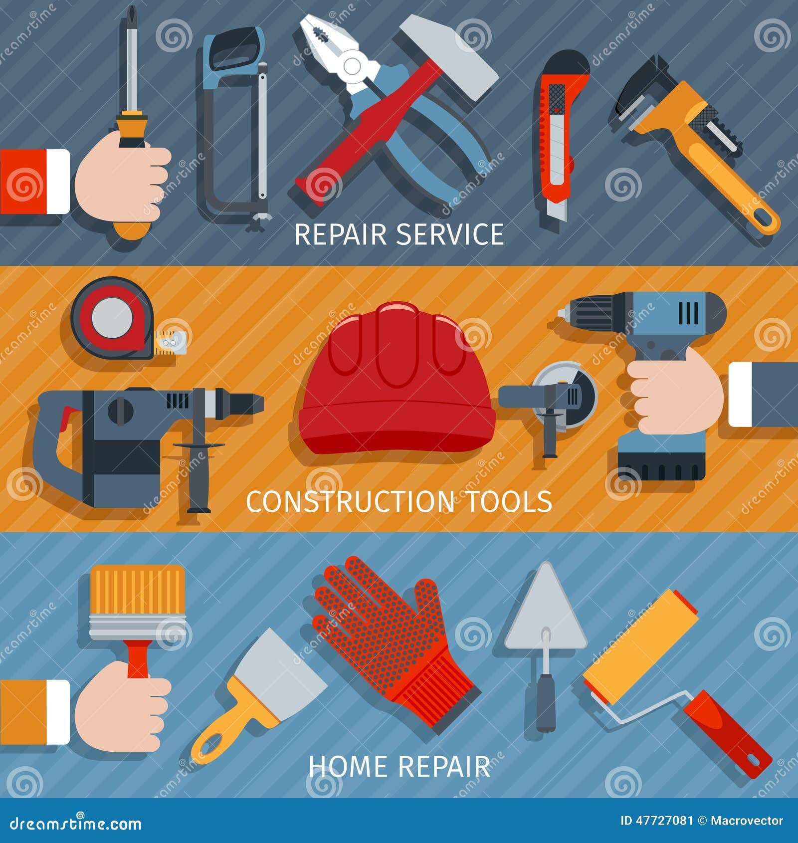 Repair tools banners stock illustration. Illustration of measure - 47727081