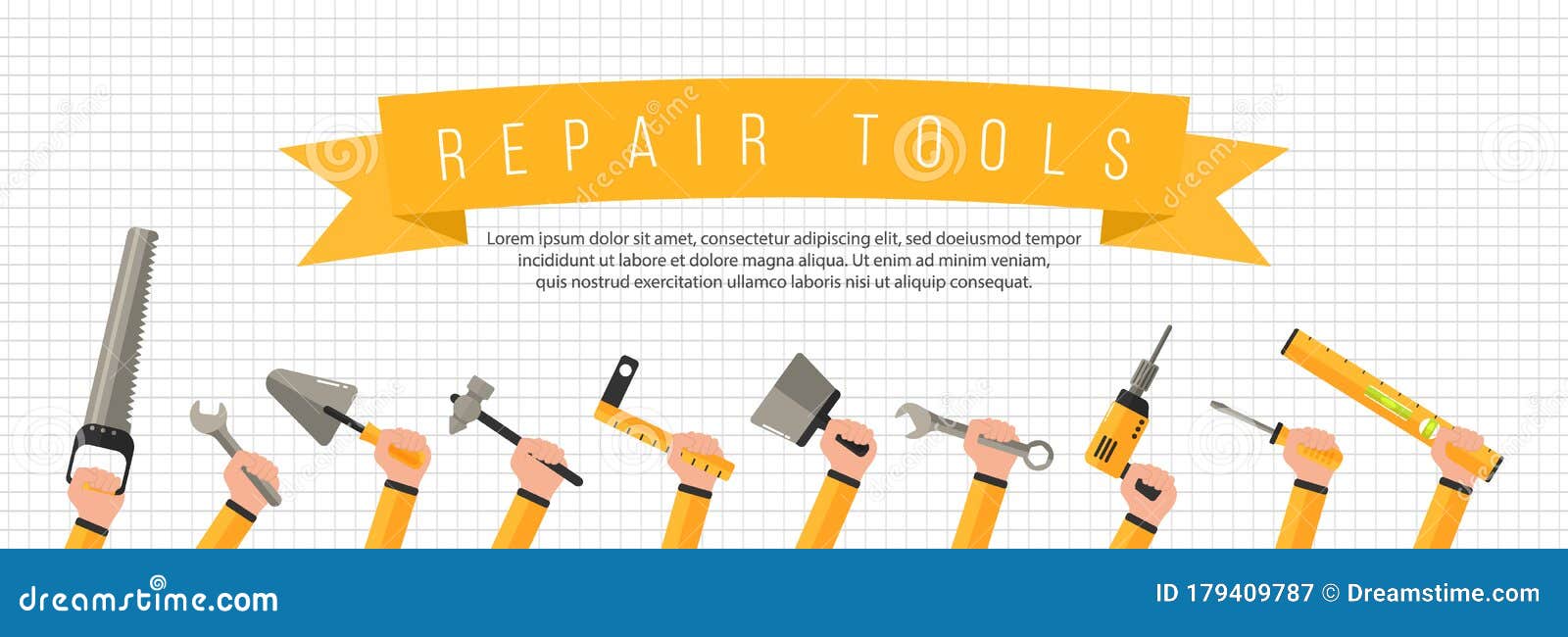 Repair tools, hands. stock vector. Illustration of adjustable - 179409787