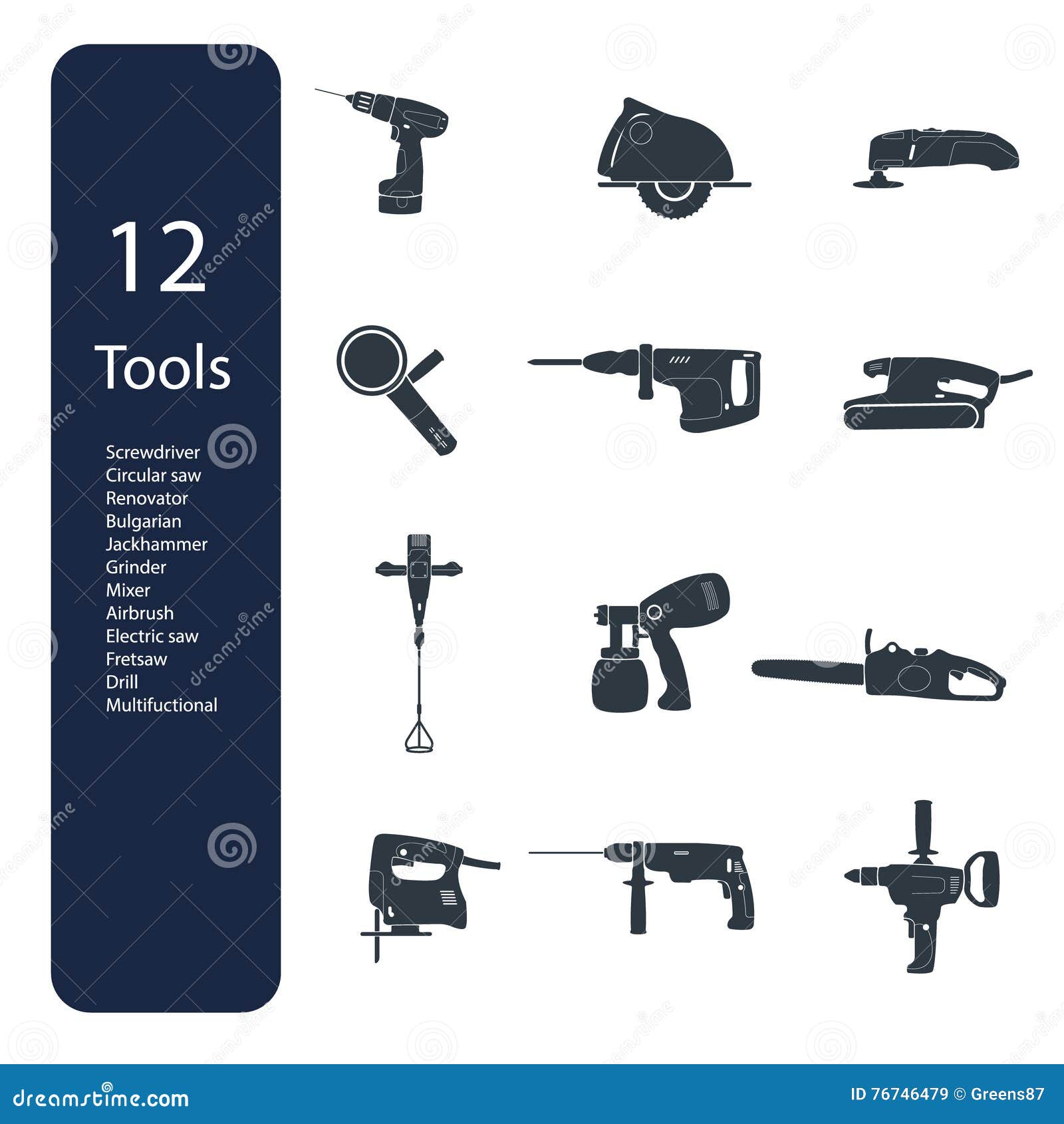 12 repair tools icons stock vector. Illustration of industry - 76746479