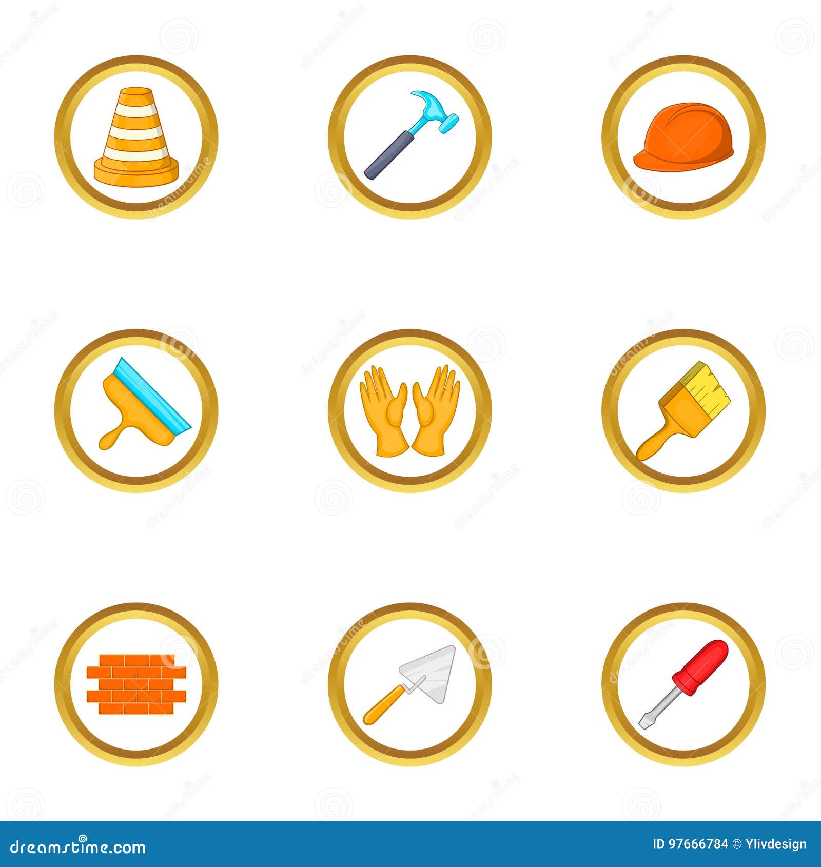 Repair Tools Icons Set, Cartoon Style Stock Vector - Illustration of ...