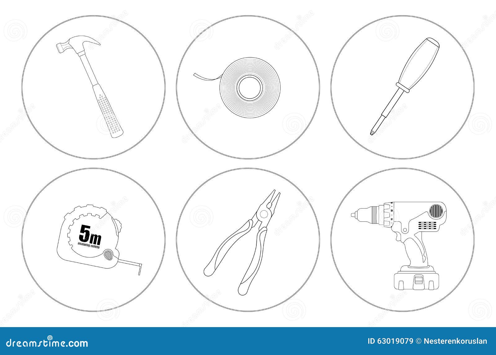 Repair Tools Line Art Icons Set Stock Vector - Illustration of ...