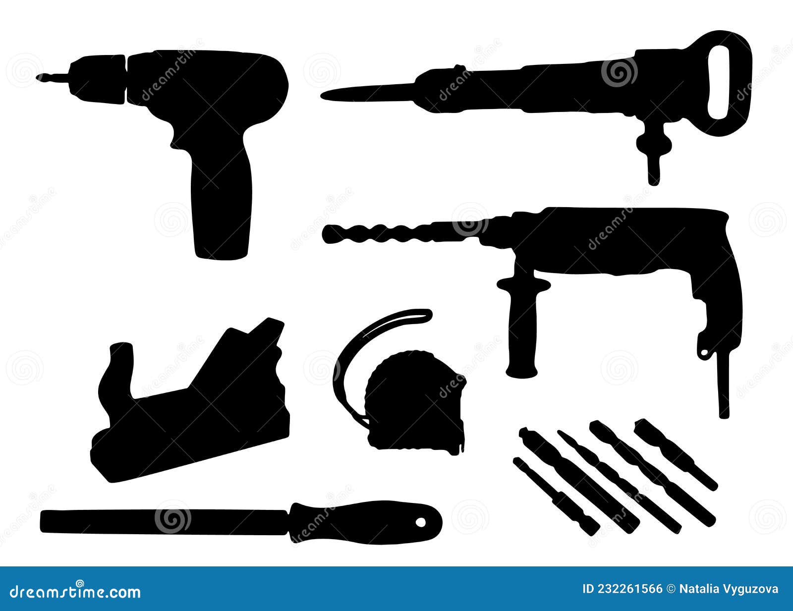Repair tools in a set. stock vector. Illustration of tape - 232261566