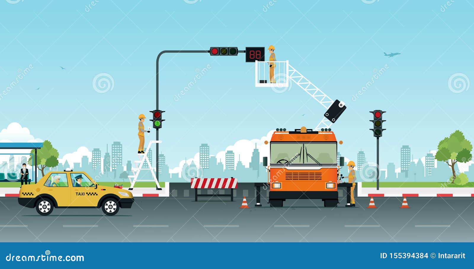 Repair traffic lights stock vector. Illustration of repair - 155394384
