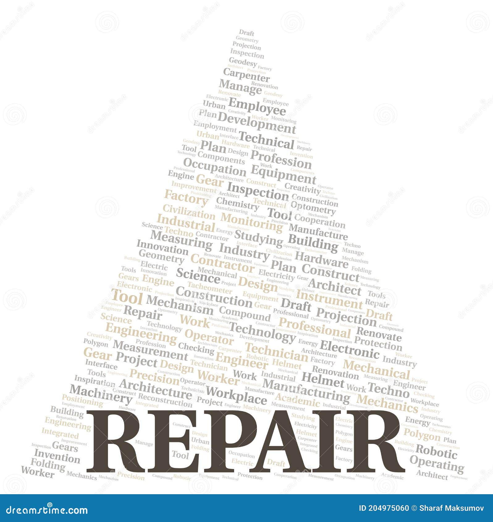Repair Typography Word Cloud Create with the Text only Stock ...