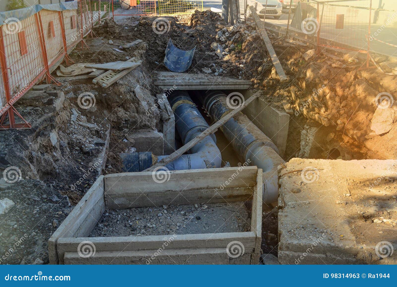 Repair of Underground Engineering Heating Systems. Stock Image - Image ...