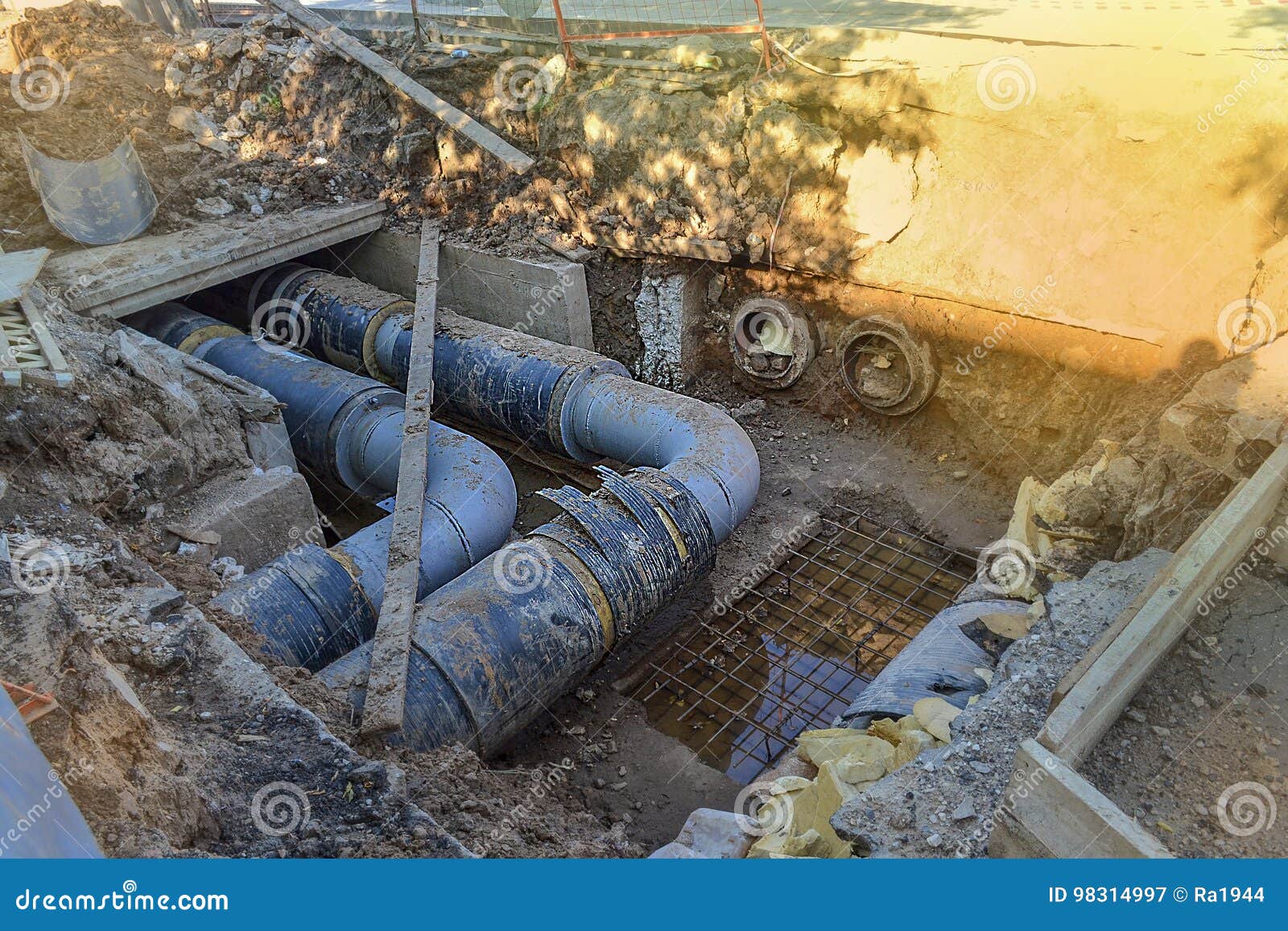 Repair of Underground Engineering Heating Systems. Stock Image - Image ...