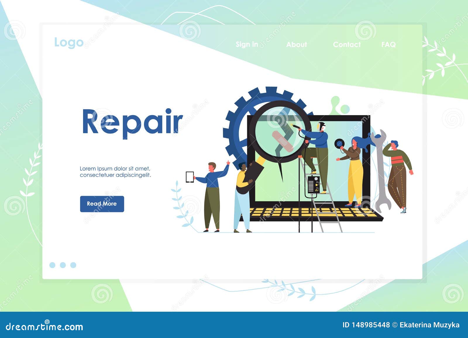 Repair Vector Website Landing Page Design Template Stock Vector ...