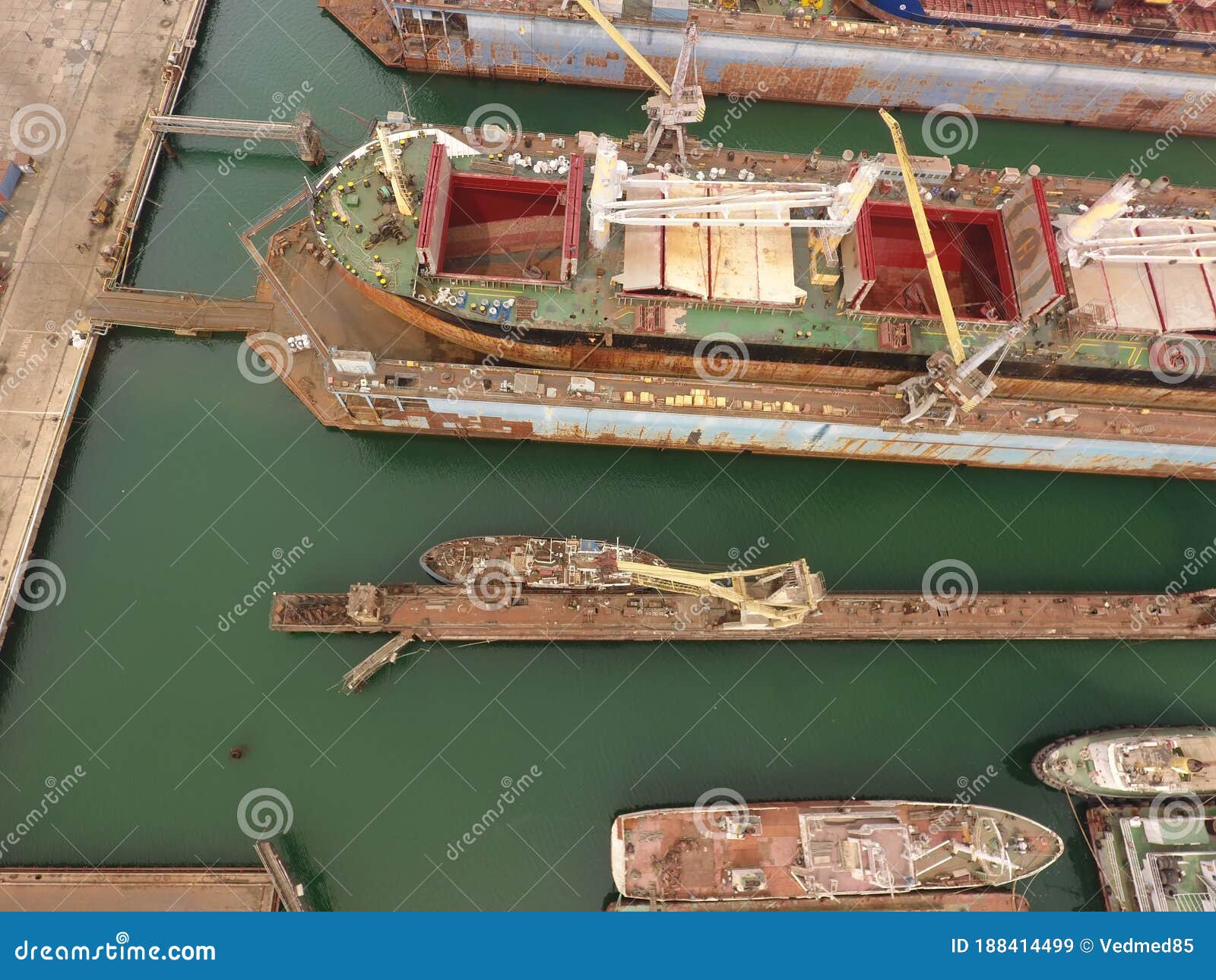 Repair Vessels Hull Ship, Tanker in Shipyard Stock Image - Image of ...