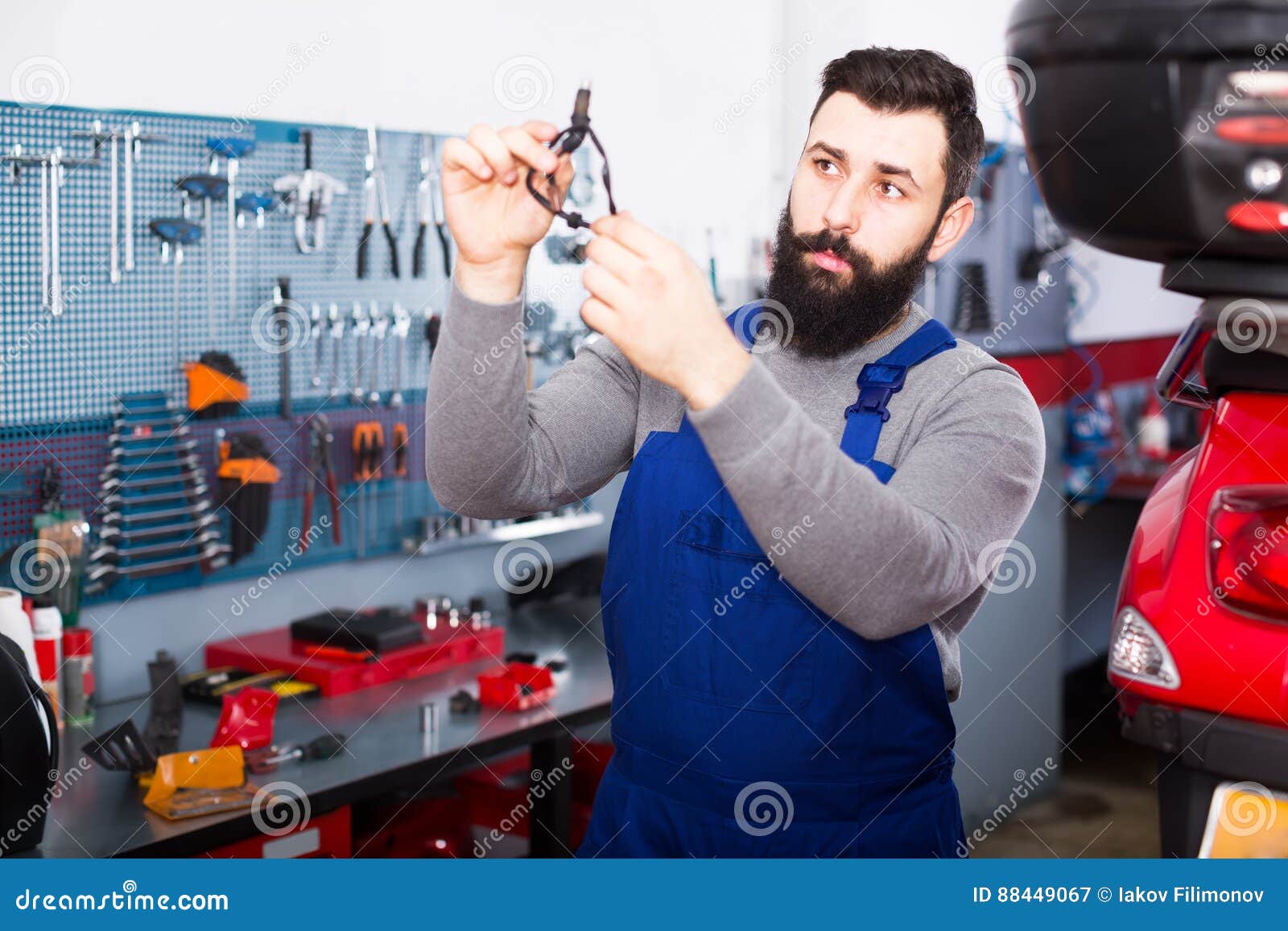 Repair Wizard Displays the Motorcycle Spare Stock Image - Image of ...