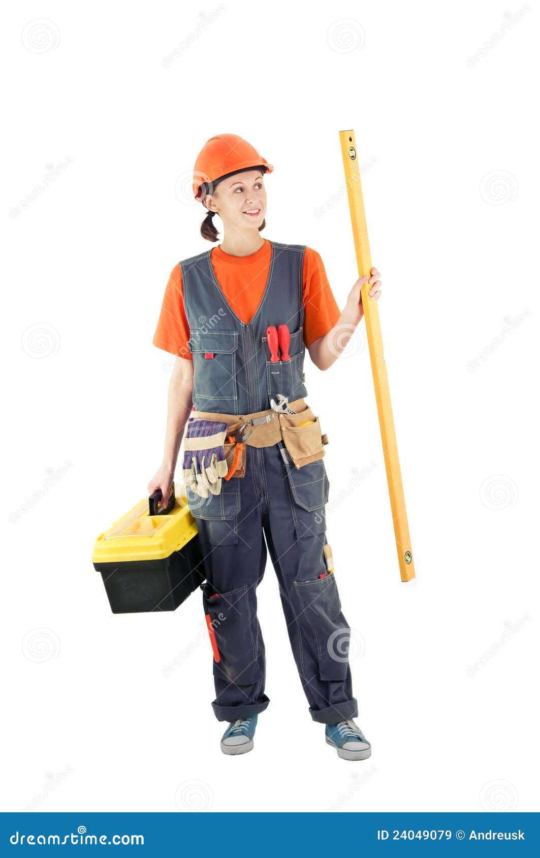 Repair woman isolated stock image. Image of girl, redecorate - 24049079