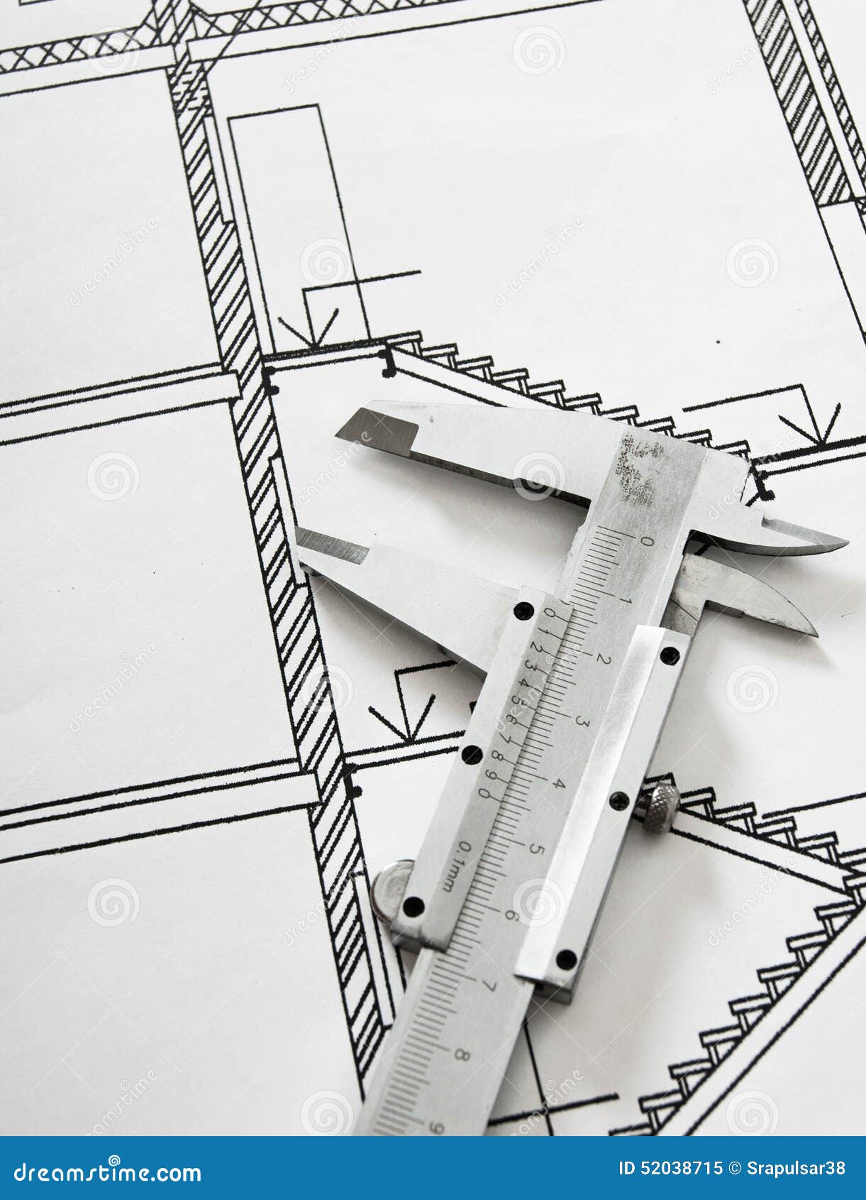 Repair Work. Drawings for Building and Caliper Stock Image - Image of ...