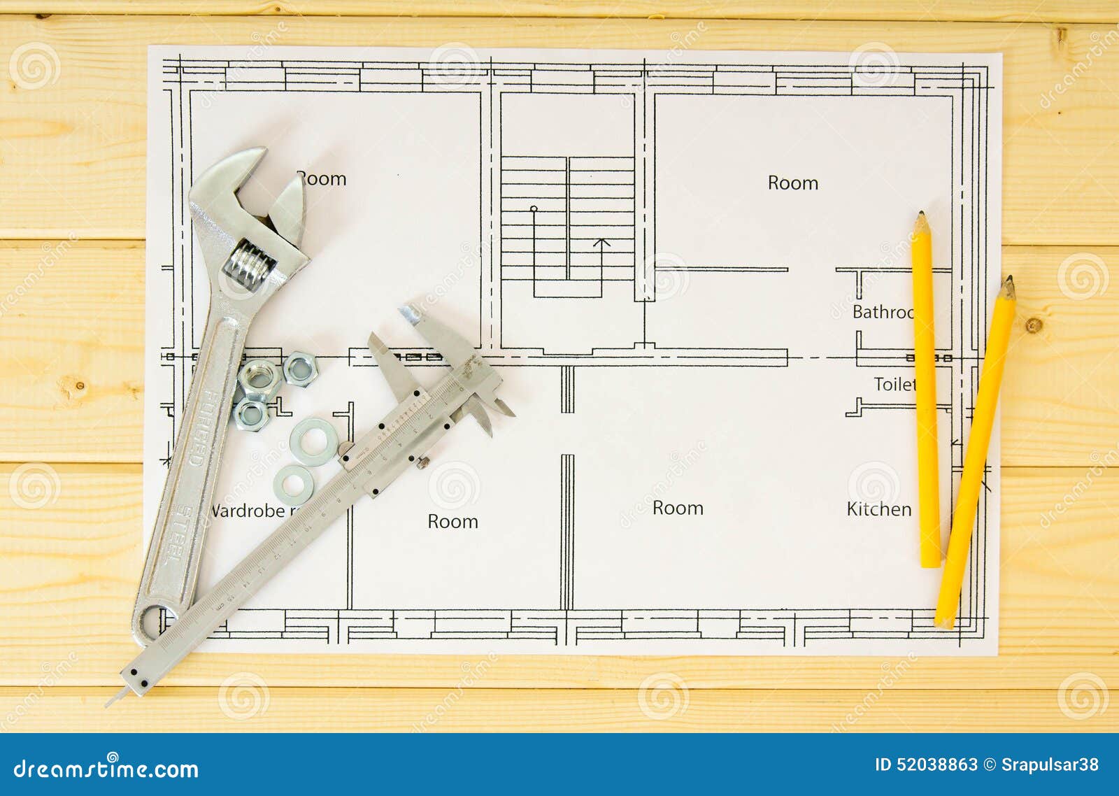 Repair Work. Drawings for Building and Caliper Stock Image - Image of ...