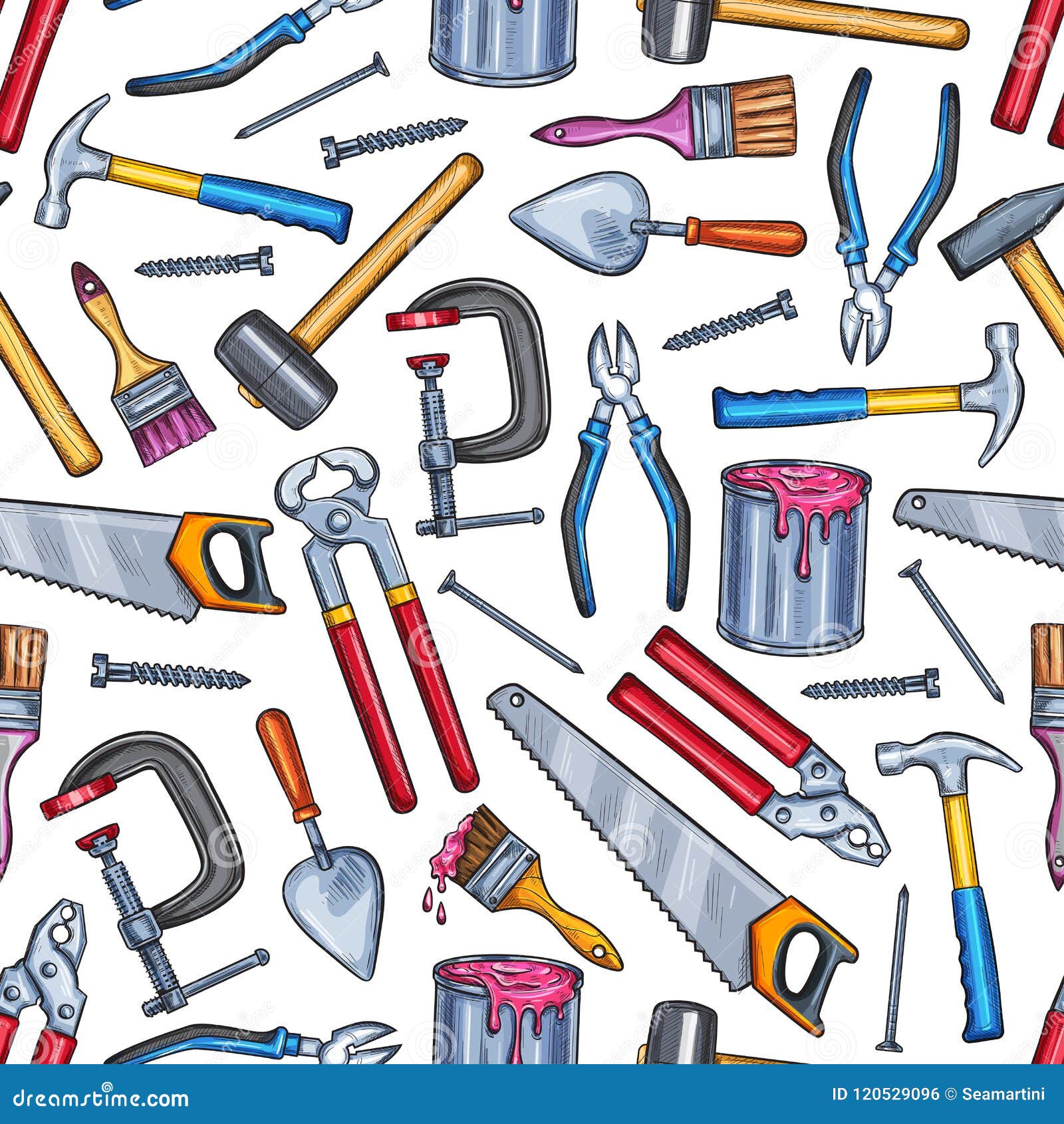 Repair Work Tool Seamless Pattern Background Stock Vector ...