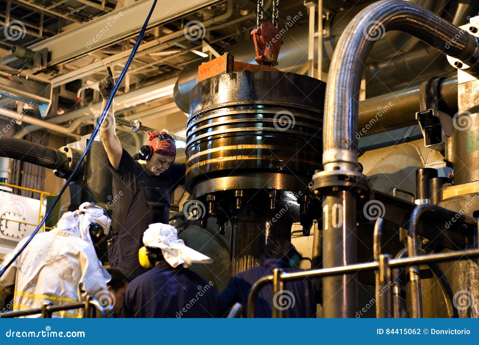 Repair Works on the Motor Engine of a Large Ship Stock Photo - Image of ...