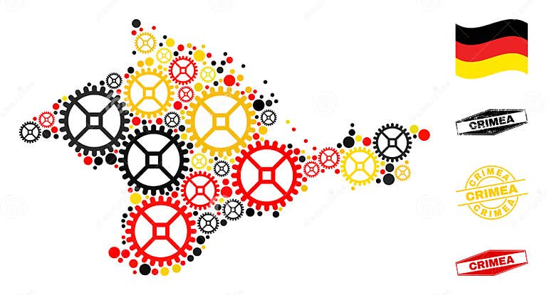 Service Collage Crimea Map in German Flag Colors and Grunge Stamps ...