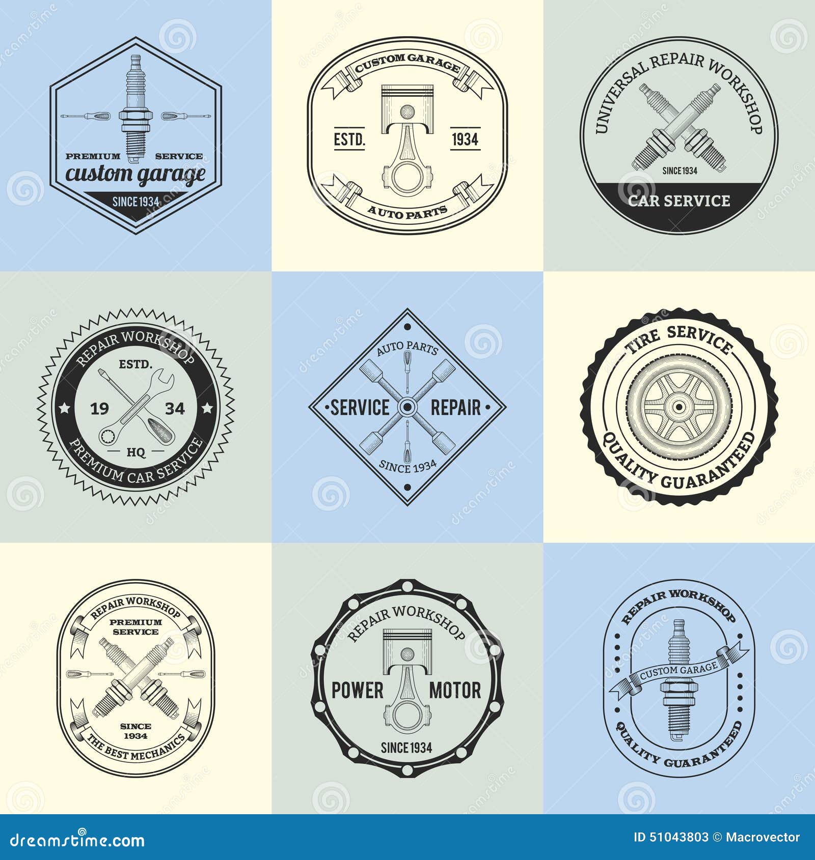 Repair Workshop Emblems stock vector. Illustration of industry - 51043803