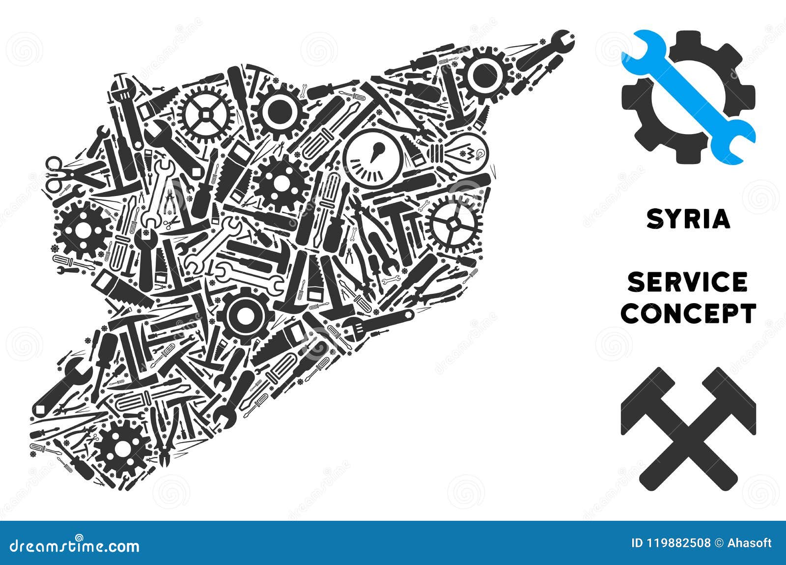 Mosaic Syria Map of Repair Tools Stock Vector - Illustration of ...