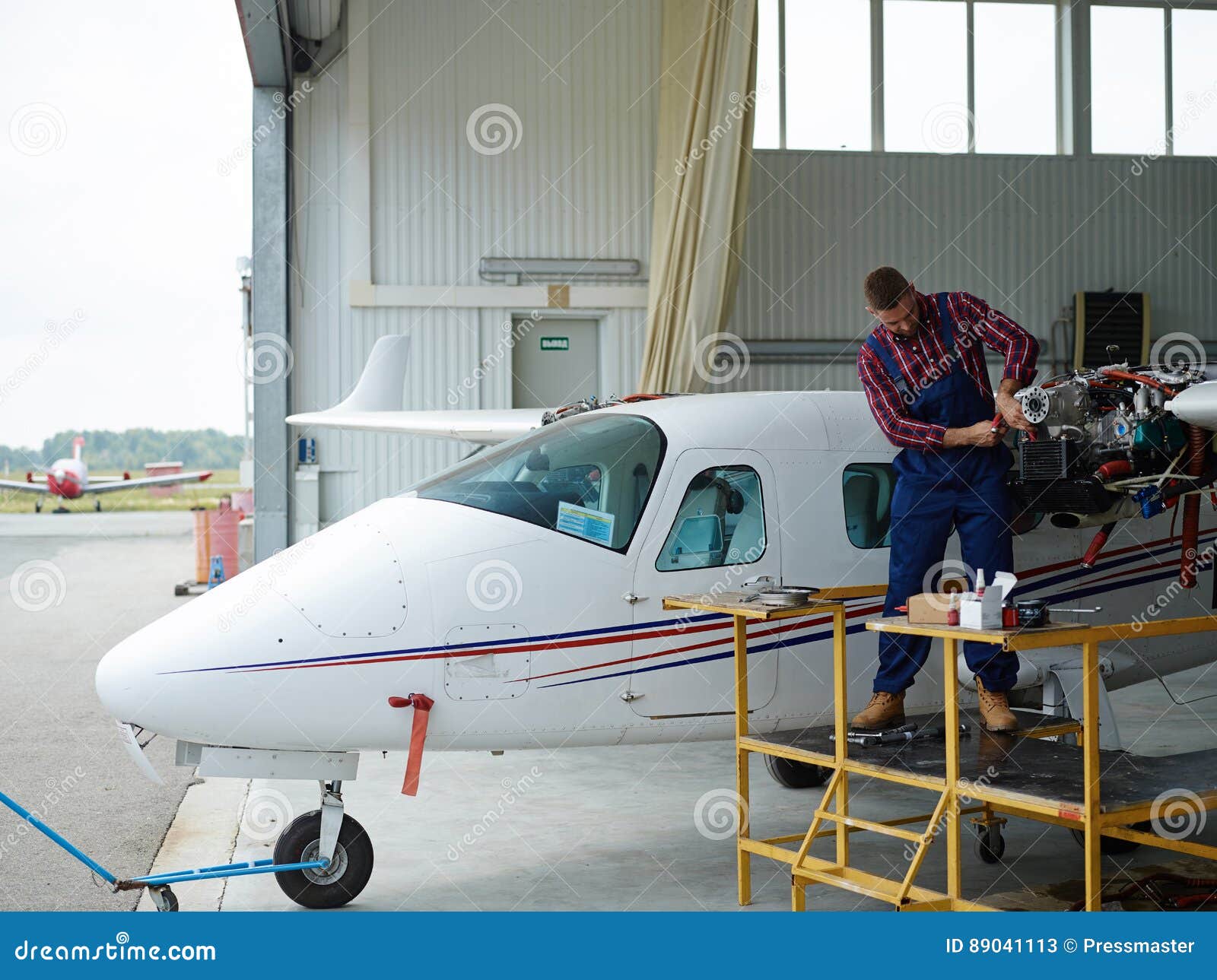 Repairing airplane stock image. Image of technical, motor - 89041113