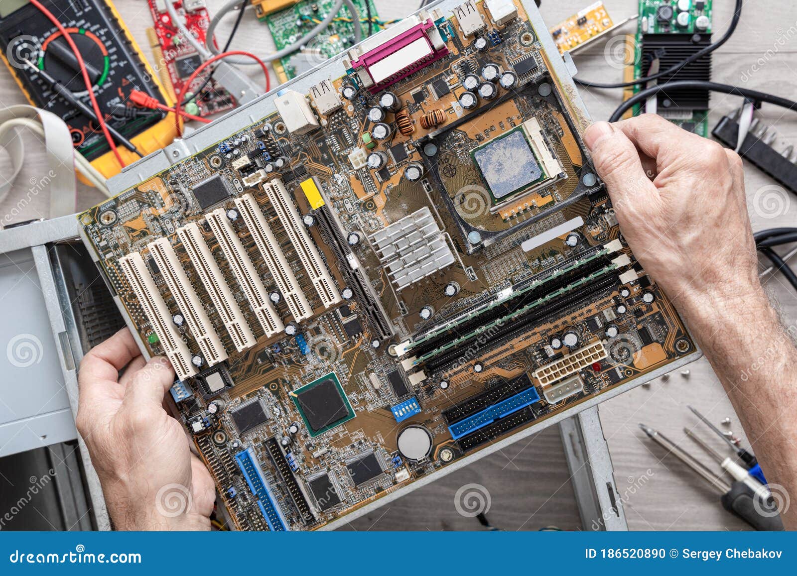 Repairing and Assembling a Desktop Computer Stock Photo - Image of test ...